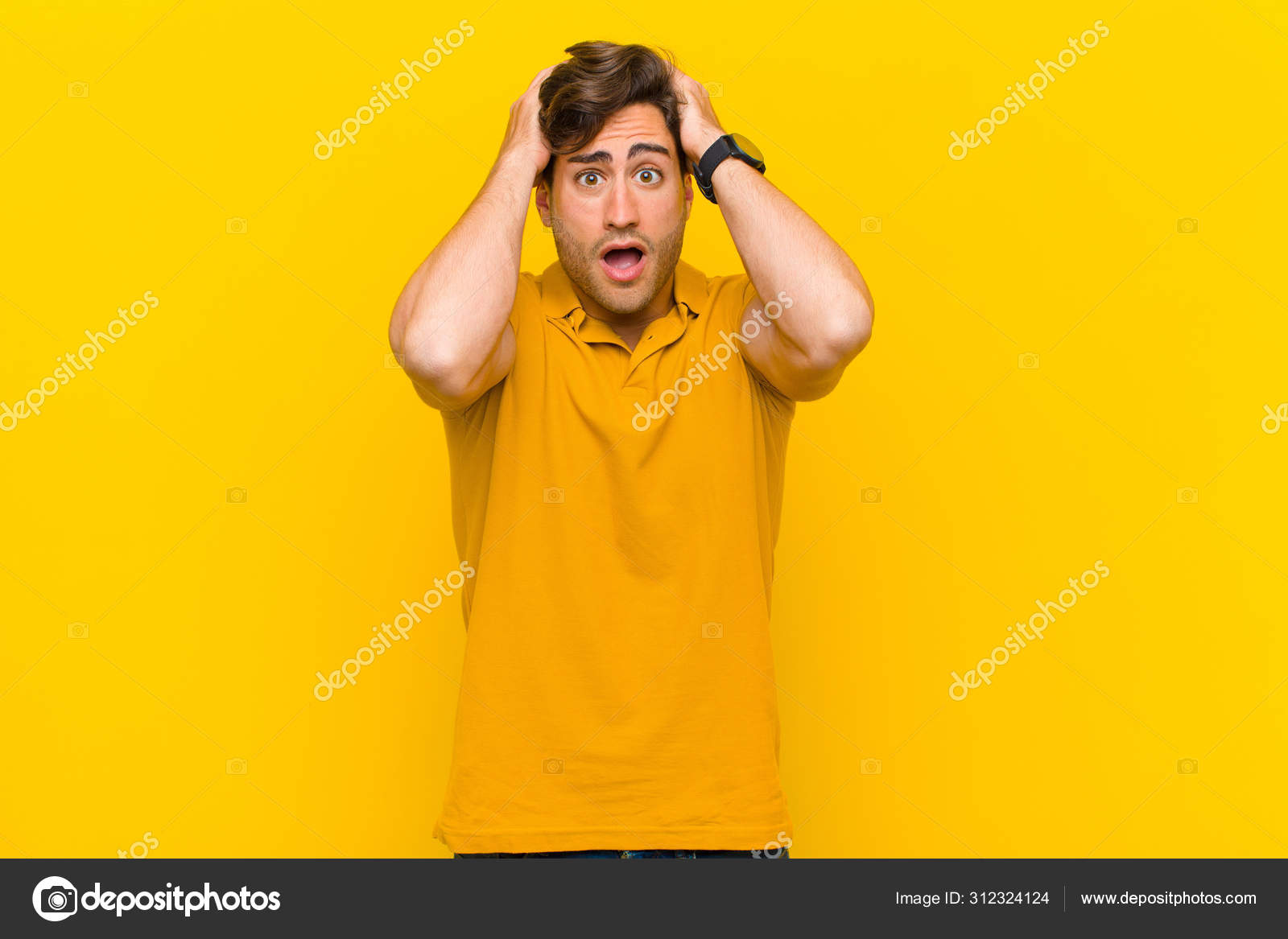 Open Mouth Looking Horrified Shocked Because Terrible Mistake Raising ...