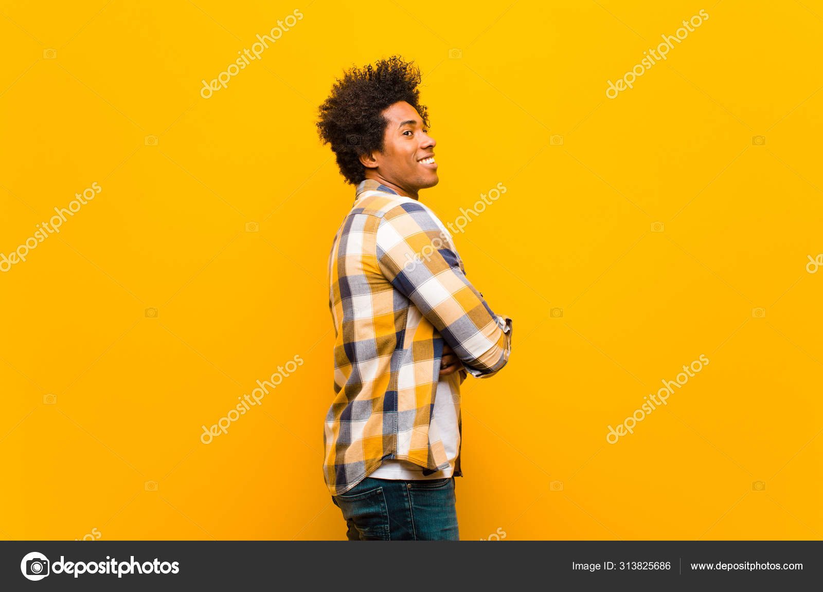 Young Black Man Smiling Gleefully Feeling Happy Satisfied Relaxed ...