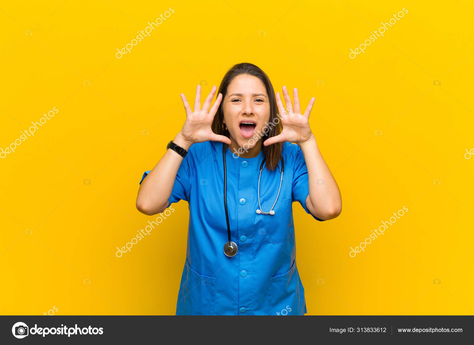 Screaming Panic Anger Shocked Terrified Furious Hands Next Head ...