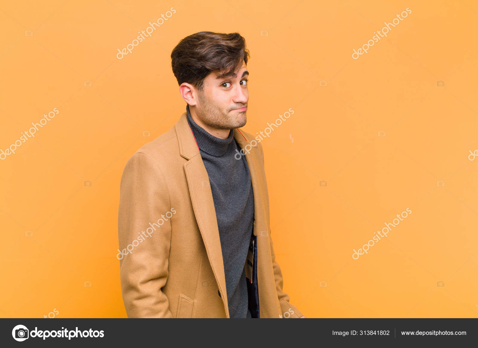 Young Handsome Man Goofy Crazy Surprised Expression Puffing Cheeks ...