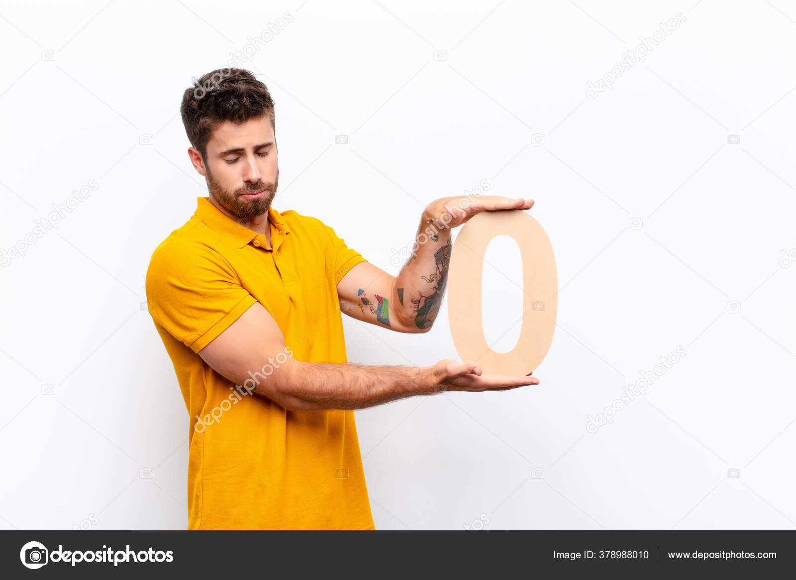 Young Handsome Man Sad Depressed Unhappy Holding Number — Stock Photo ...