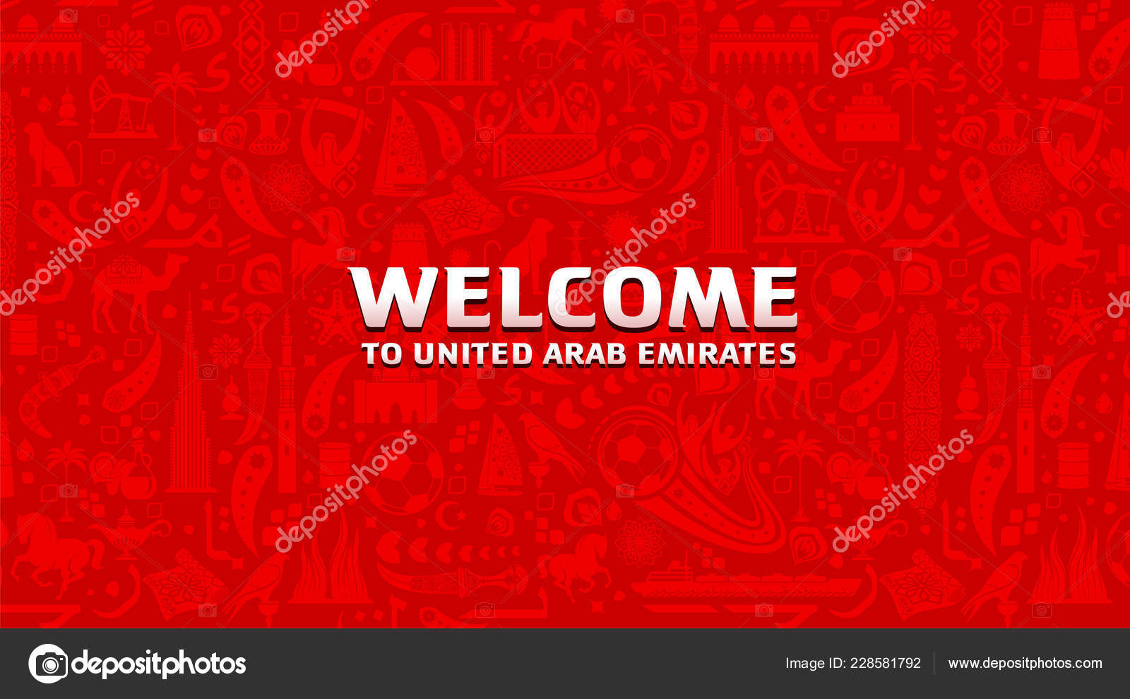 Vector Illustration Red Background Lettering Welcome United Arab ...