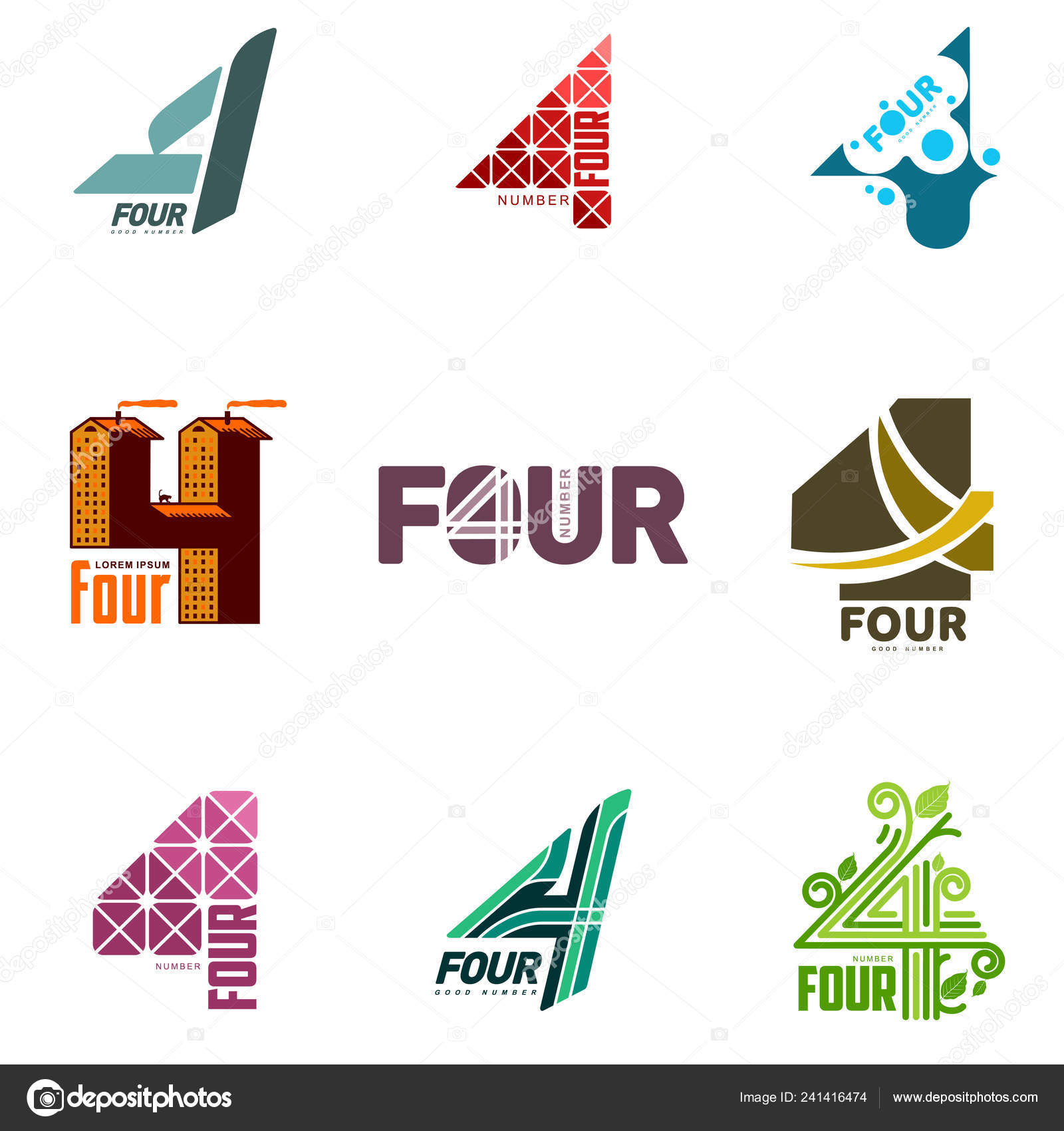 Two colors graphic number four logo templates Stock Vector by ...