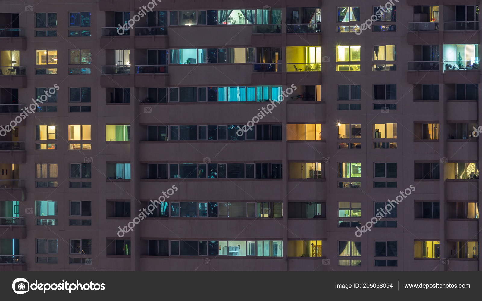 Glowing Windows Skyscrapers Evening Timelapse View Modern Residential ...