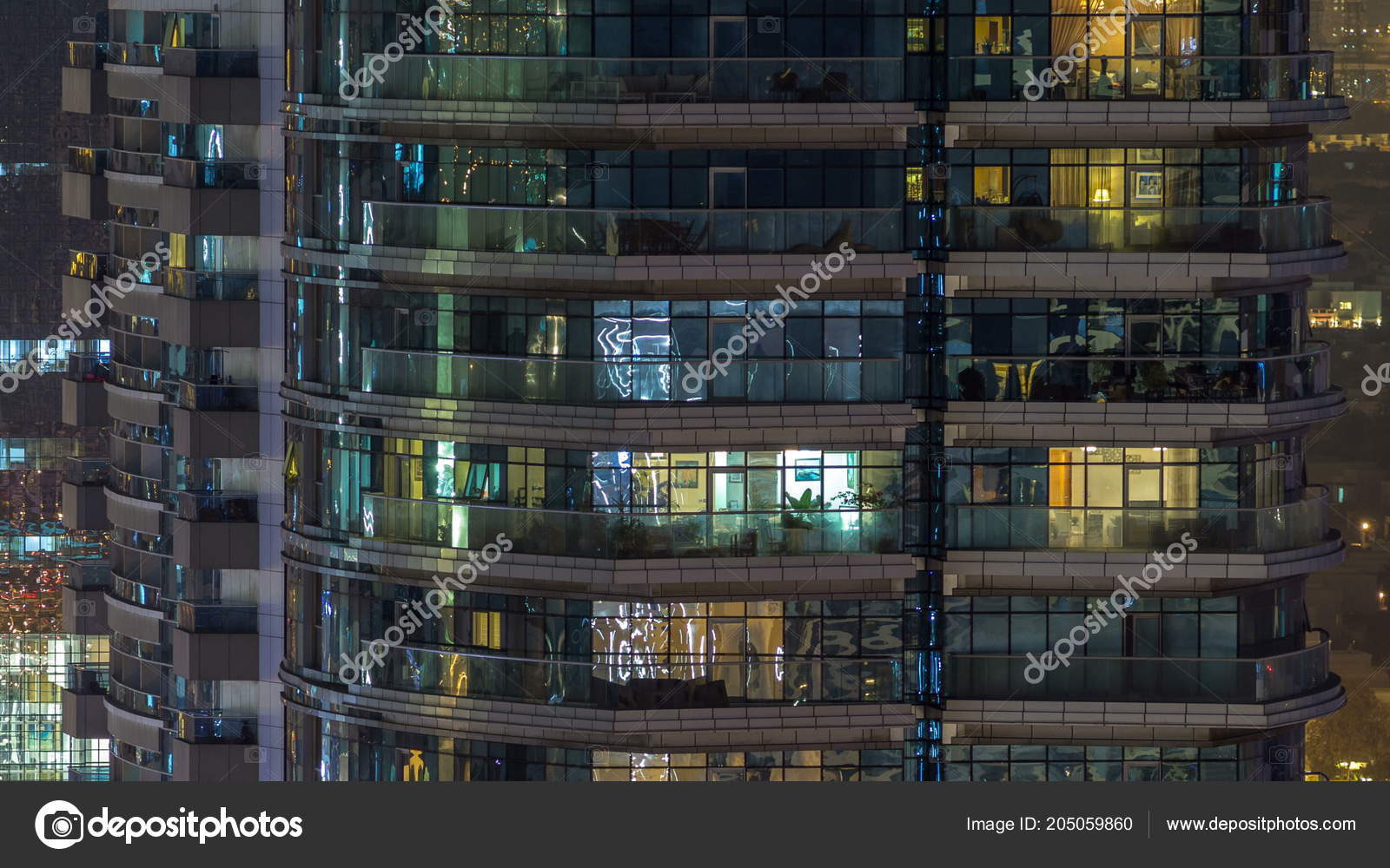 Windows Multi Storey Building Glass Steel Lighting Moving People ...