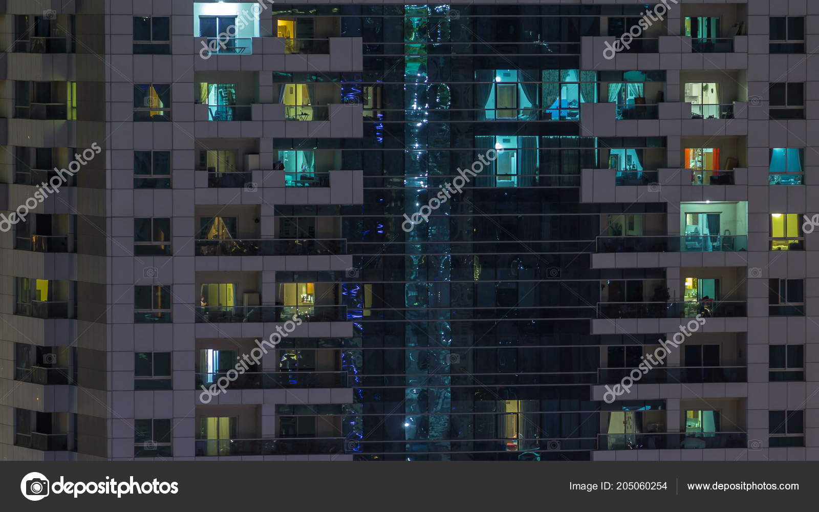 Windows Multi Storey Building Glass Steel Lighting Moving People ...