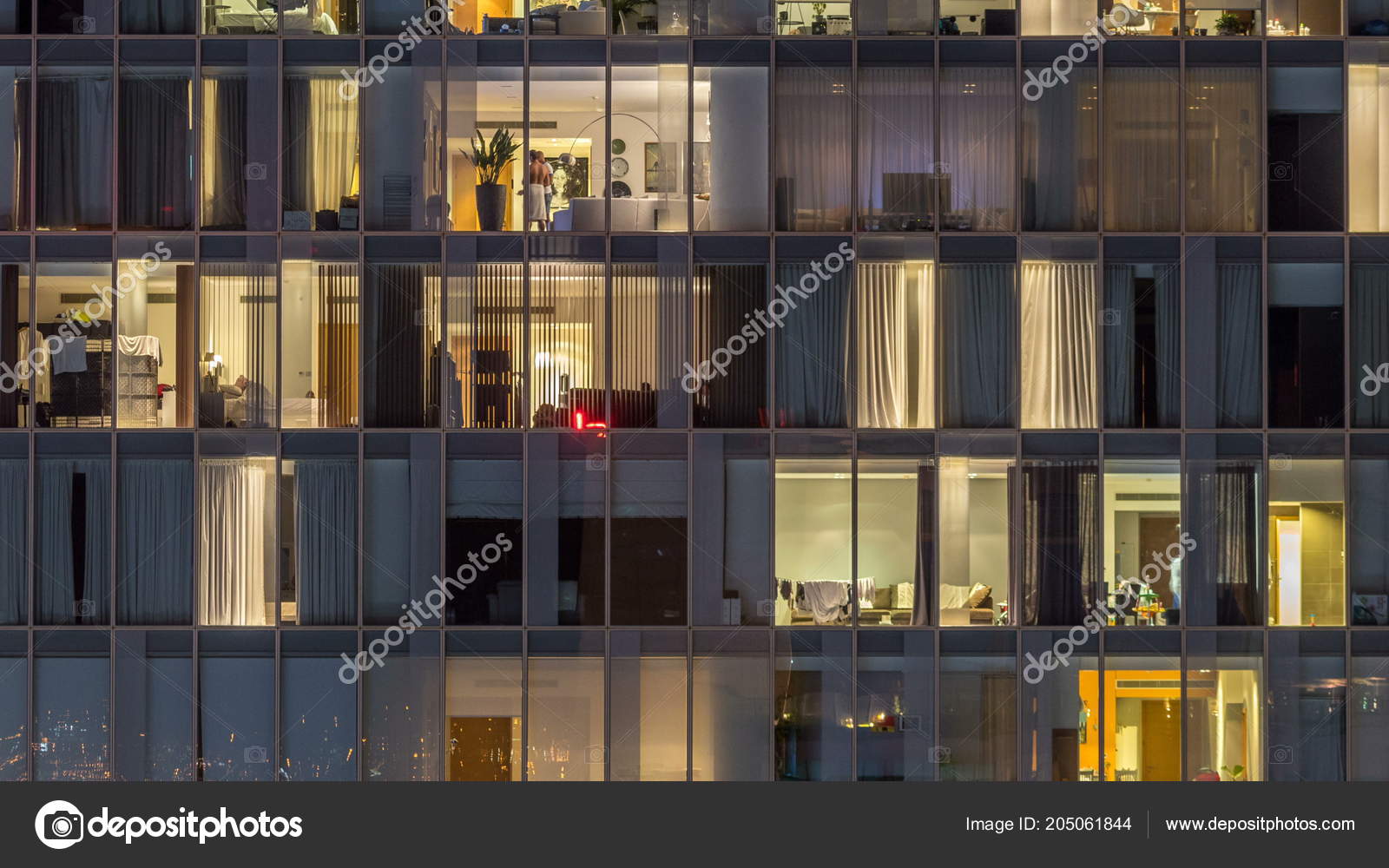 Blinking Flashing Windows Multi Storey Building Glass Steel Lighting ...