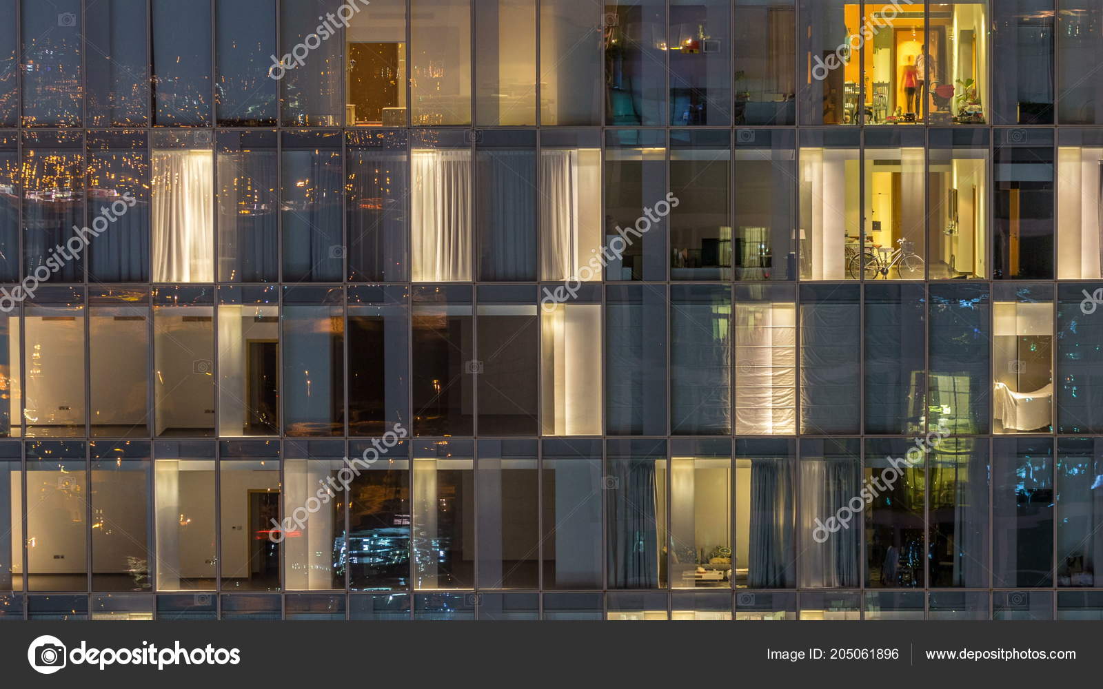 Blinking Flashing Windows Multi Storey Building Glass Steel Lighting ...