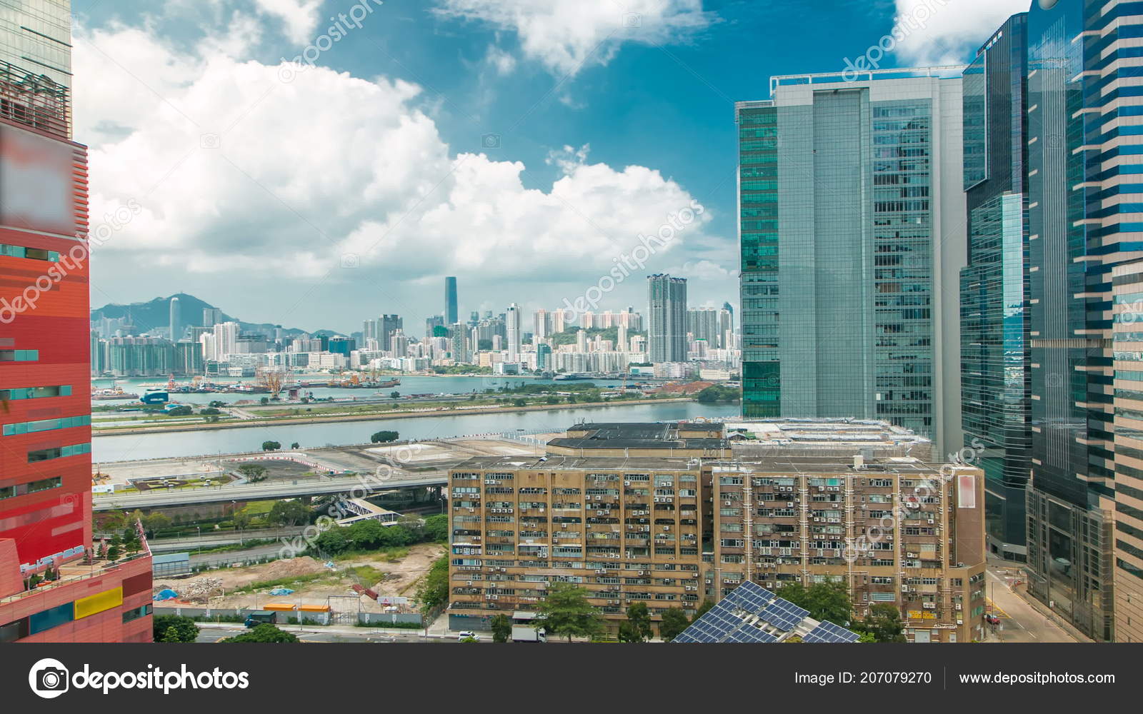 Top View Buildings Day Clouds Modern Skyscrapers Finance Urban ...