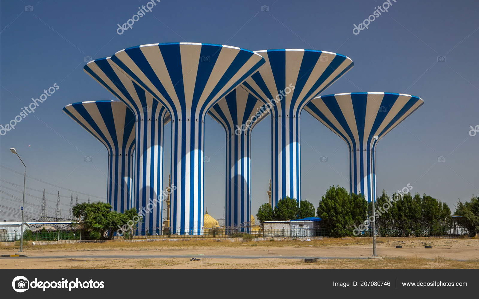Kuwait Circa March 2017 Blue White Water Towers Kuwait Timelapse Stock ...