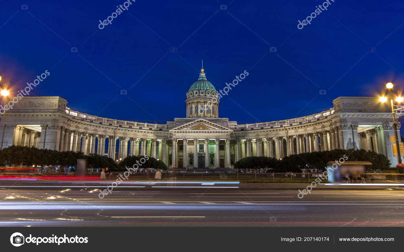 Kazan Cathedral Kazanskiy Kafedralniy Sobor Petersburg White Nights Summer Timelapse — Stock ...