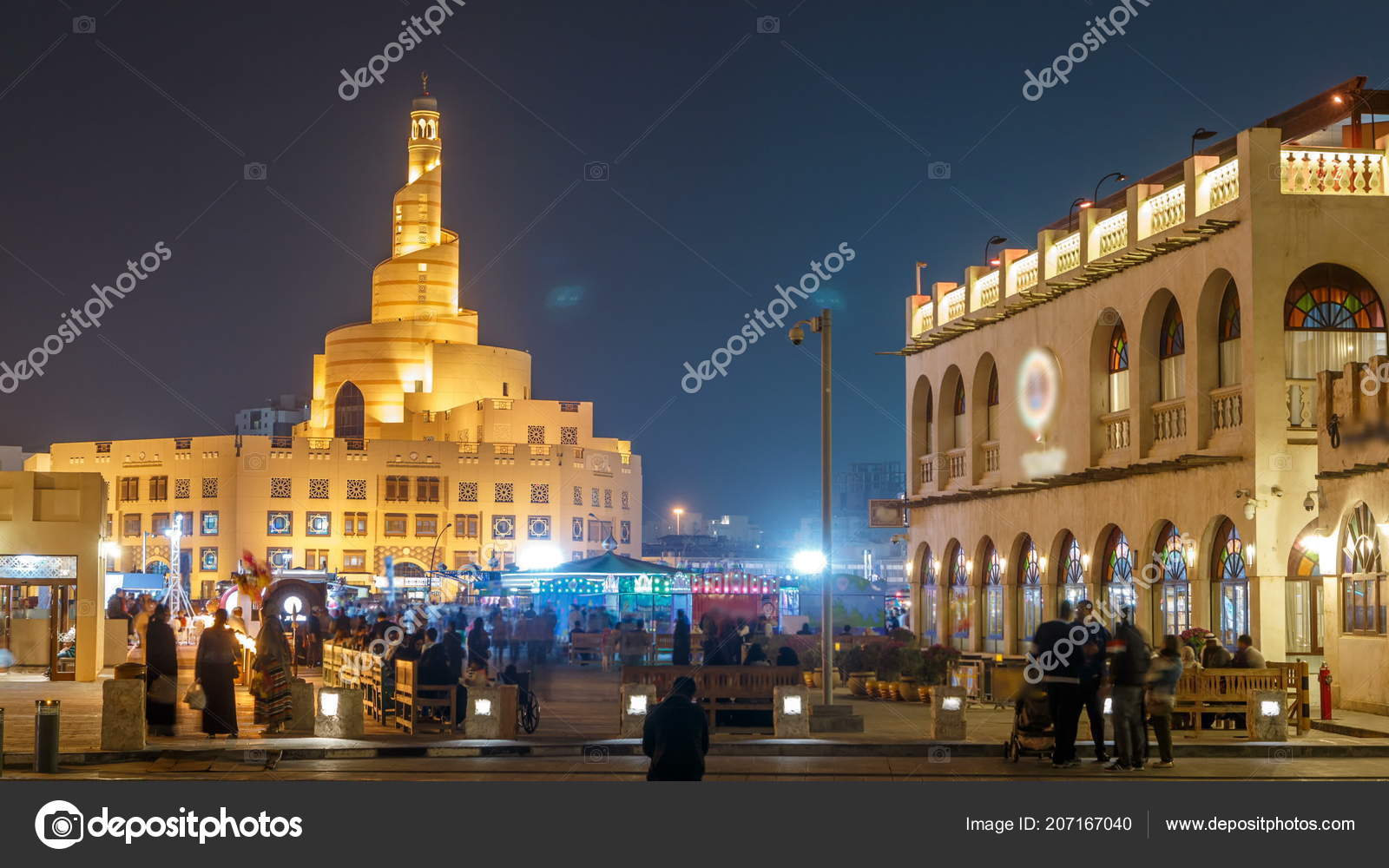 Souq Waqif Night Timelapse Popular Marketplace Doha Qatar Souq Noted ...