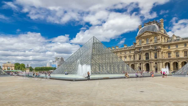 Large Glass Pyramid Main Courtyard Louvre Museum Timelapse Sunset ...