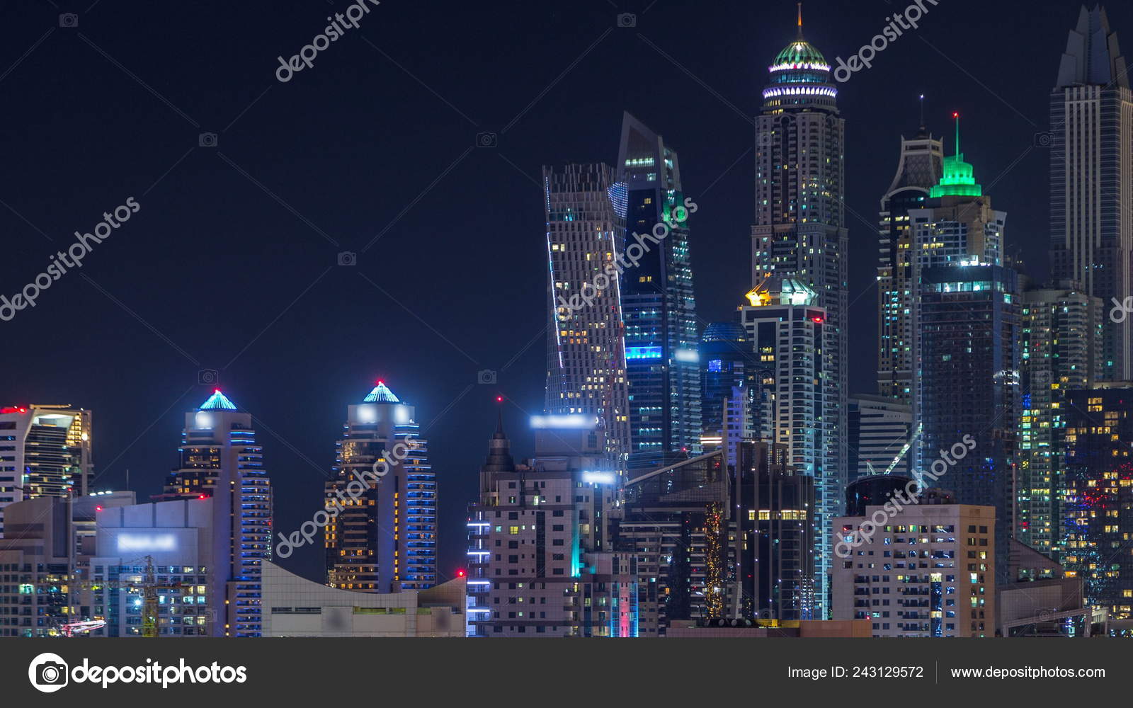 Fantastic Rooftop Skyline Dubai Marina Timelapse Illuminated Tallest ...