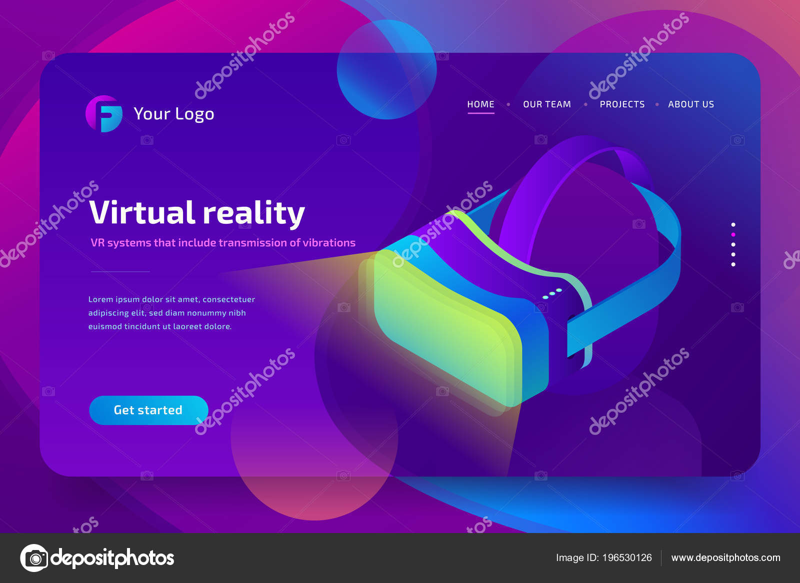 VR headset, virtual augmented reality glasses. Future technology. 3d isometric vector ...