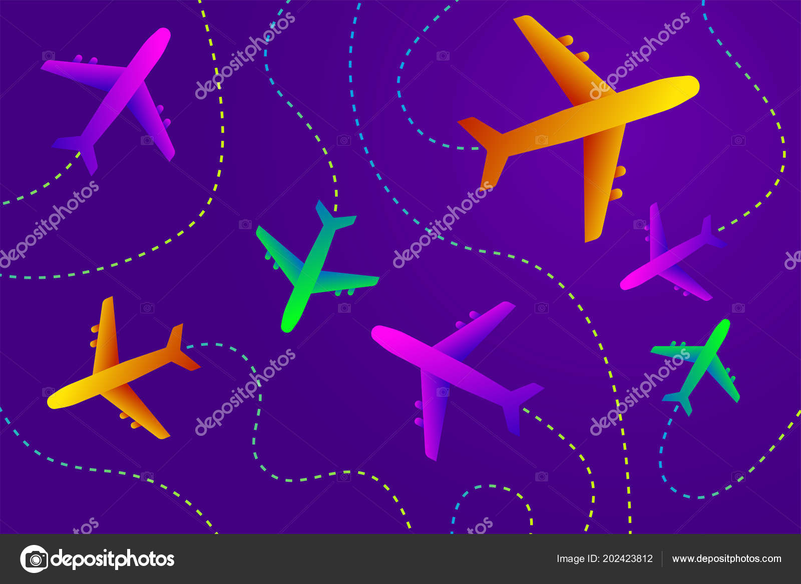 Airplane Line Dashed Path Lines Air Plane Flight Route Graphic Stock ...