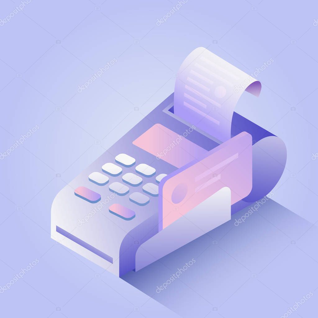Concepto de pago terminal POS con tarjeta de cr dito. Ilustraci n vectorial isom trica adecuada ...
