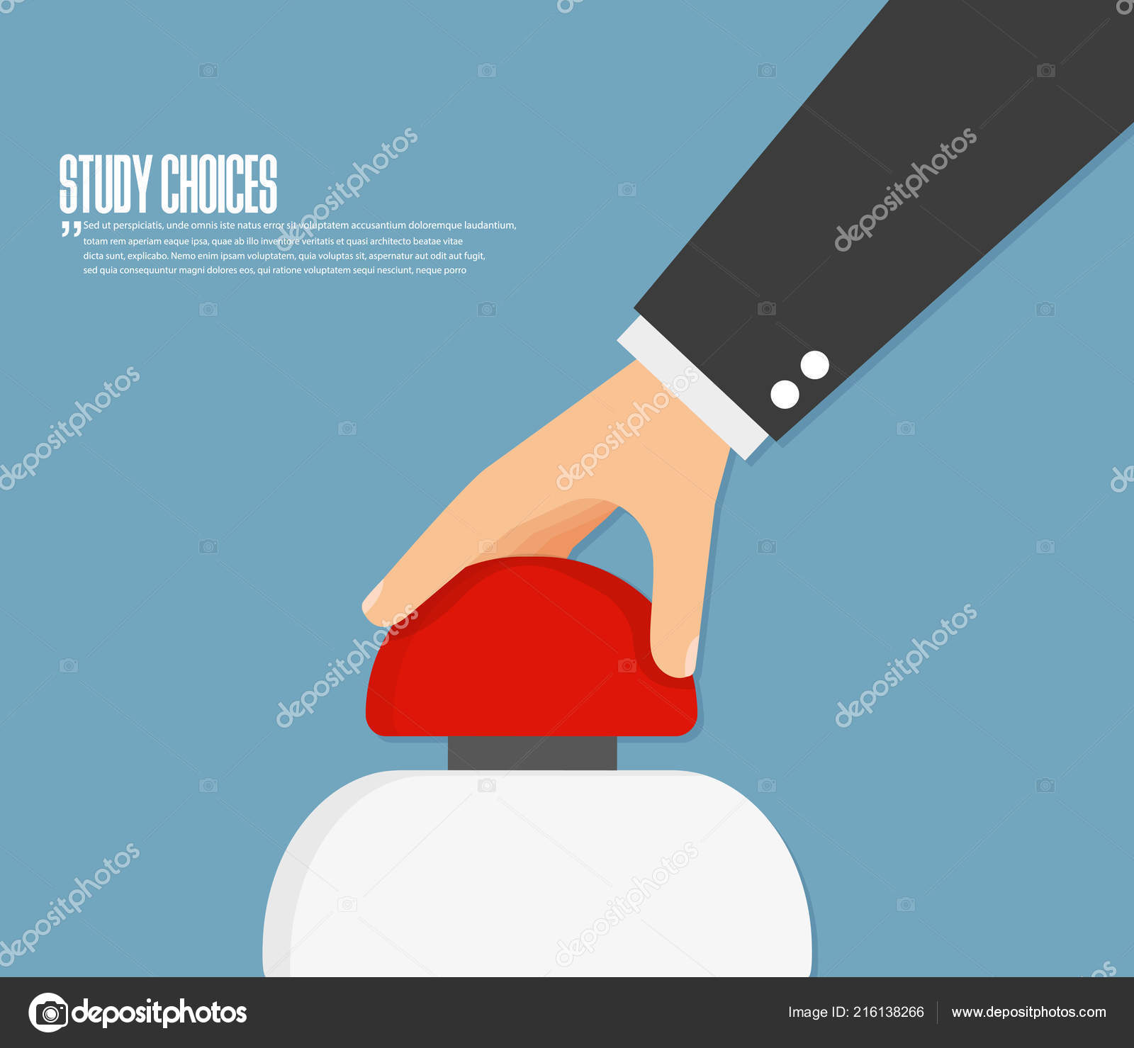 Mano Pulsando Botón Rojo Grande Vista Lateral Vector de stock por ...