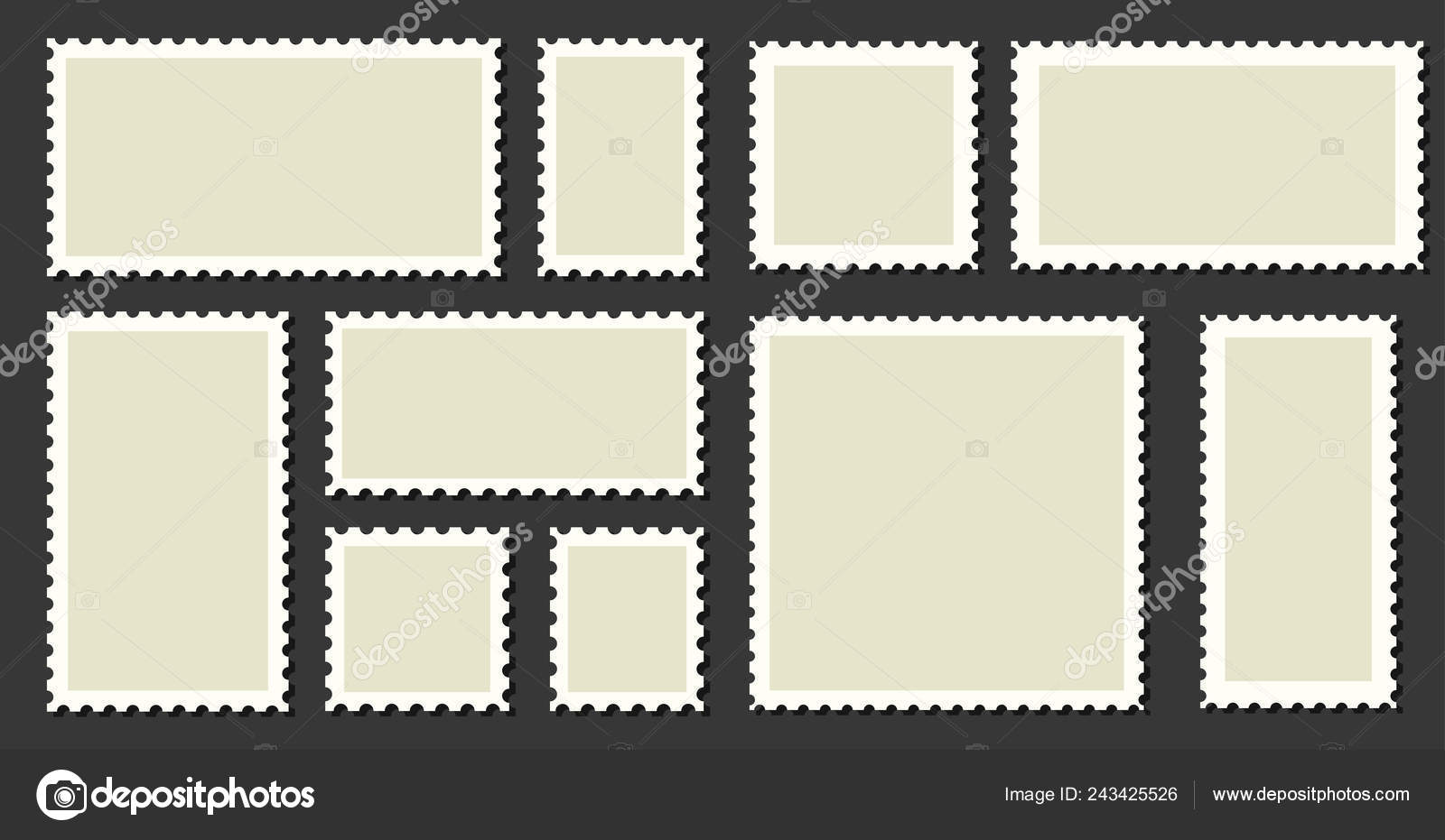 Postage Stamps Frames Set Background Vector Illustration Stock Vector ...