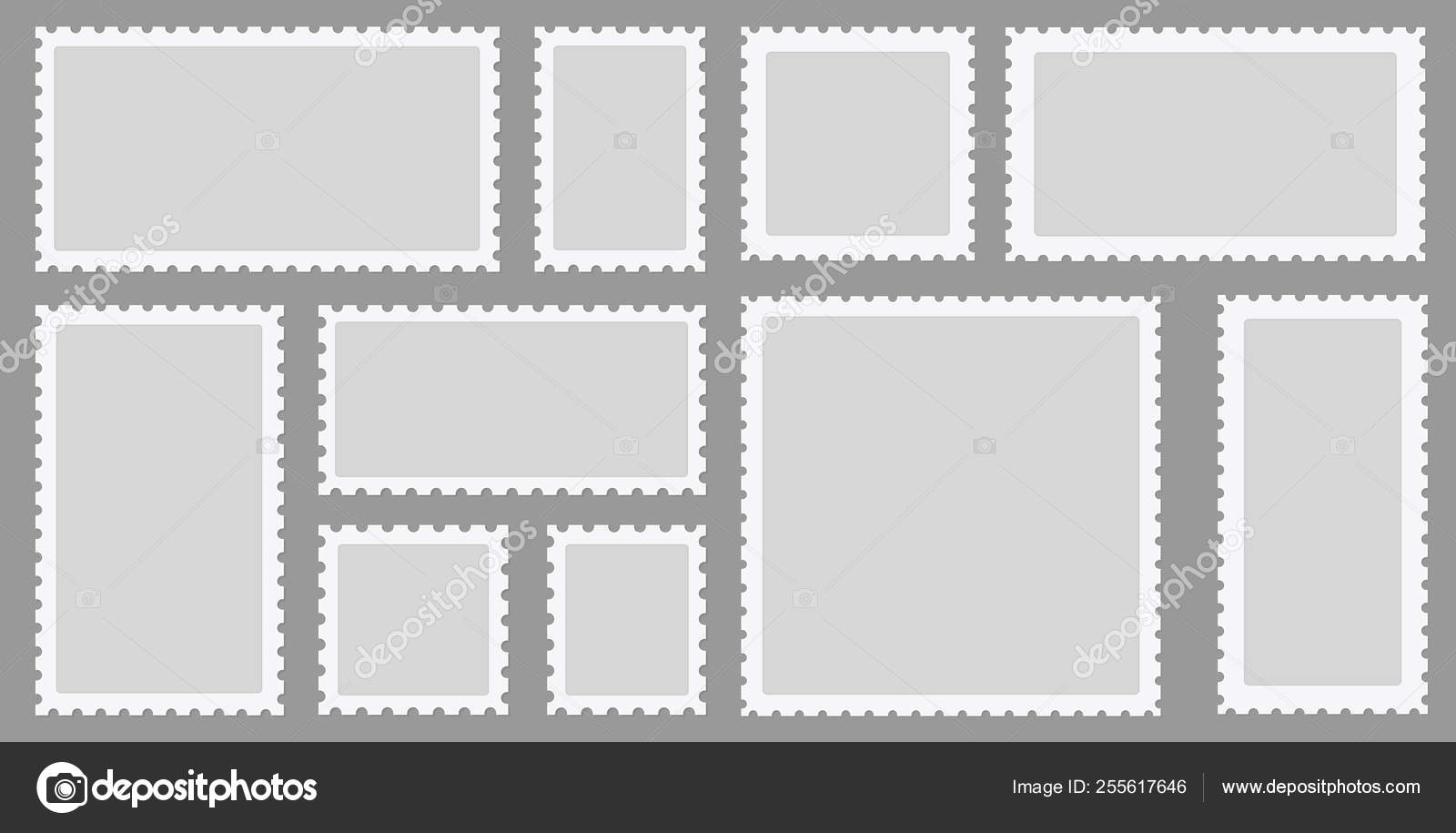 Postage stamps frames set on background. Vector illustration. Stock ...