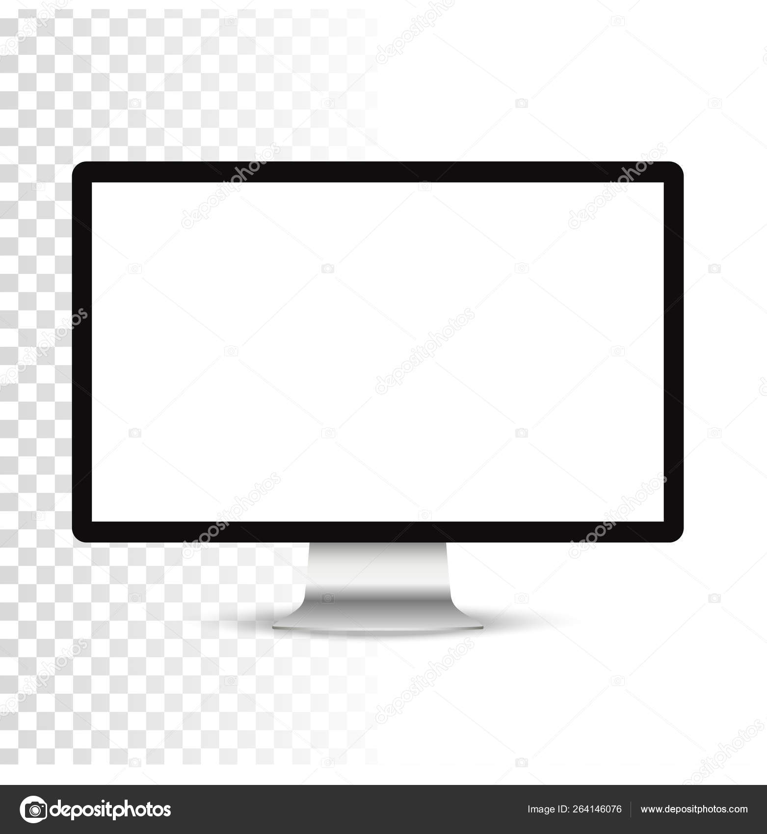 Realistic computer or Pc monitor isolated on transparent background. Vector mockup. Stock Vector ...
