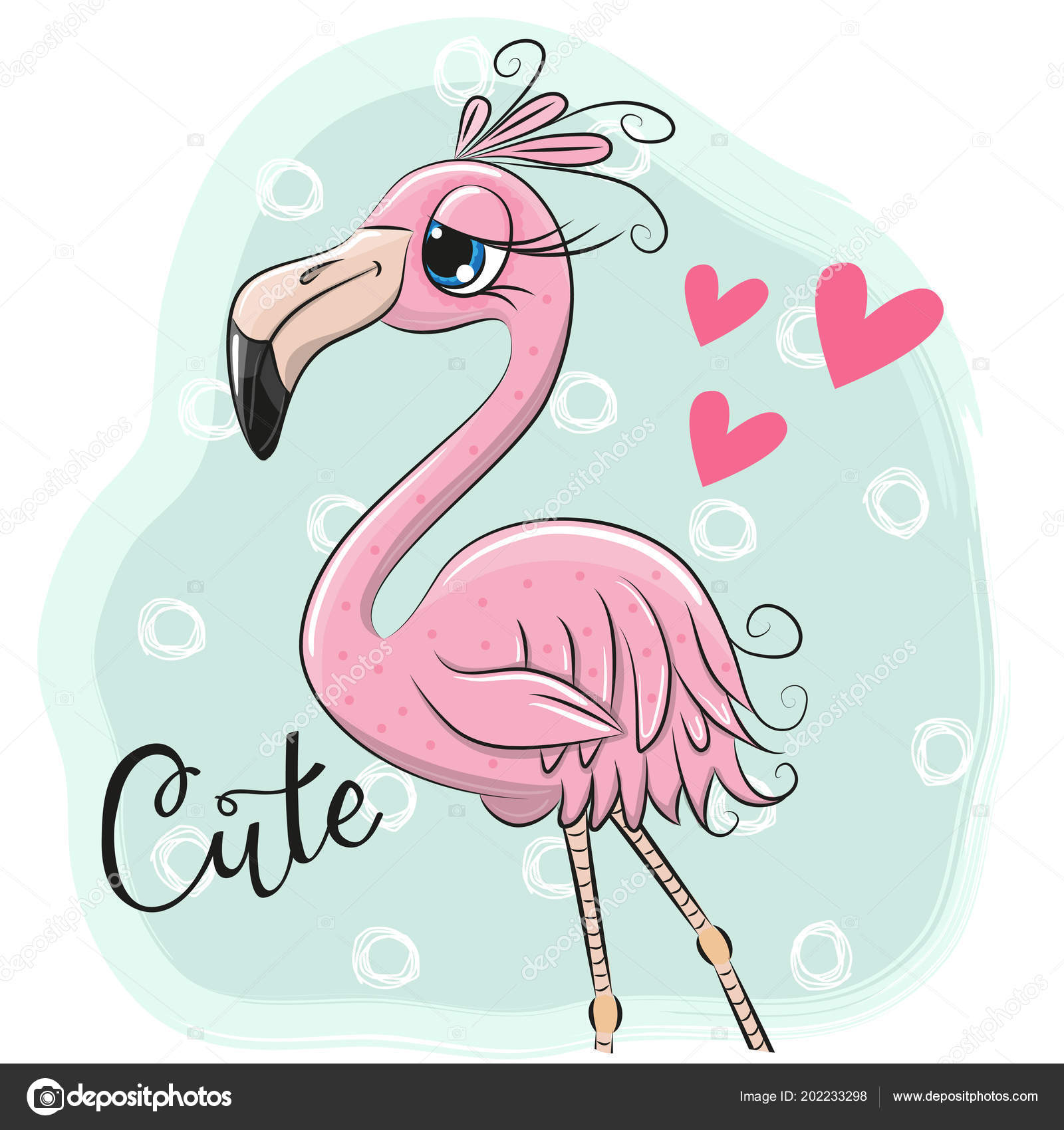 Cute Cartoon Flamingo Blue Background — Stock Vector © Reginast777 202233298