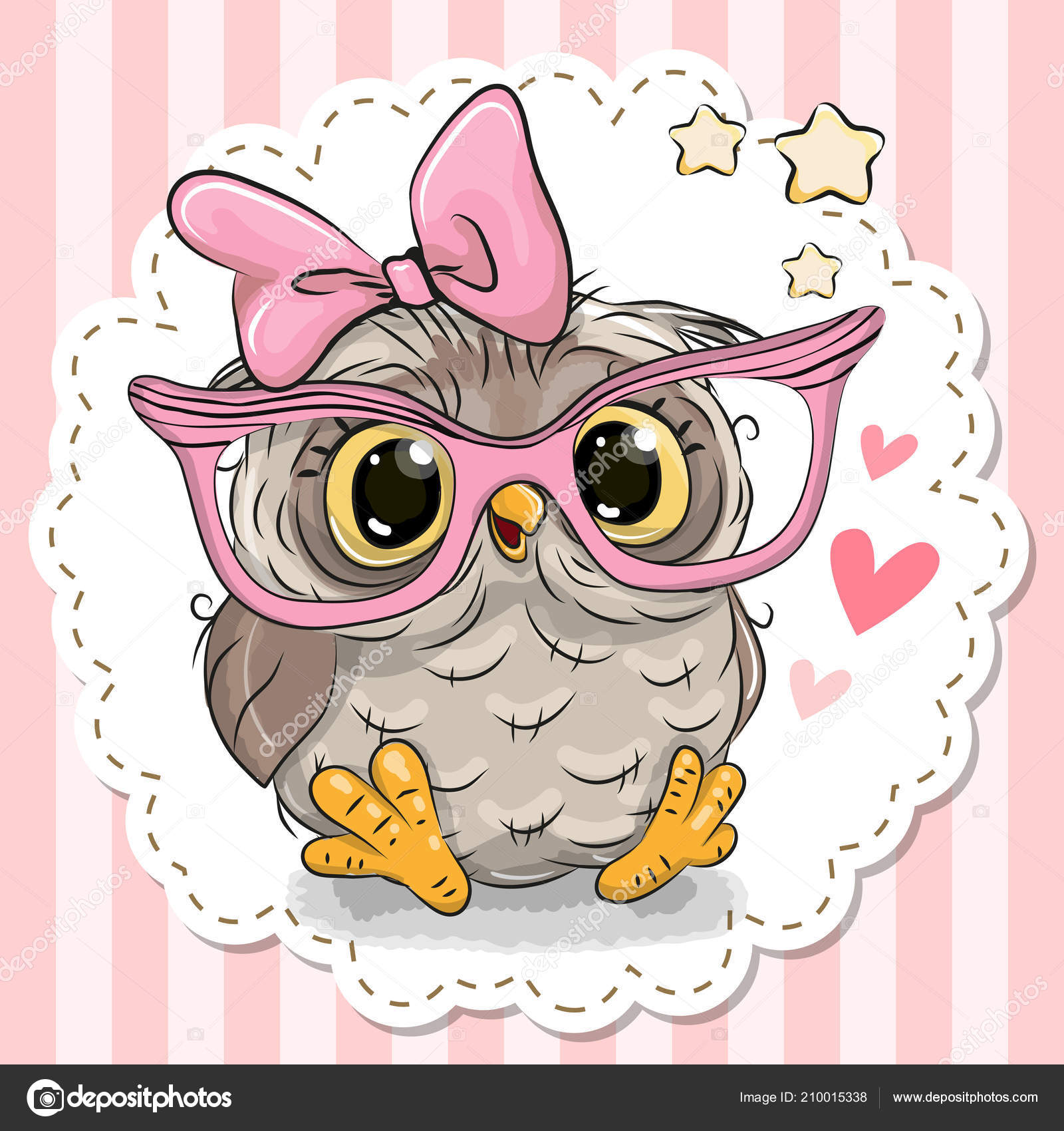 Cute Pink Cartoon Owls