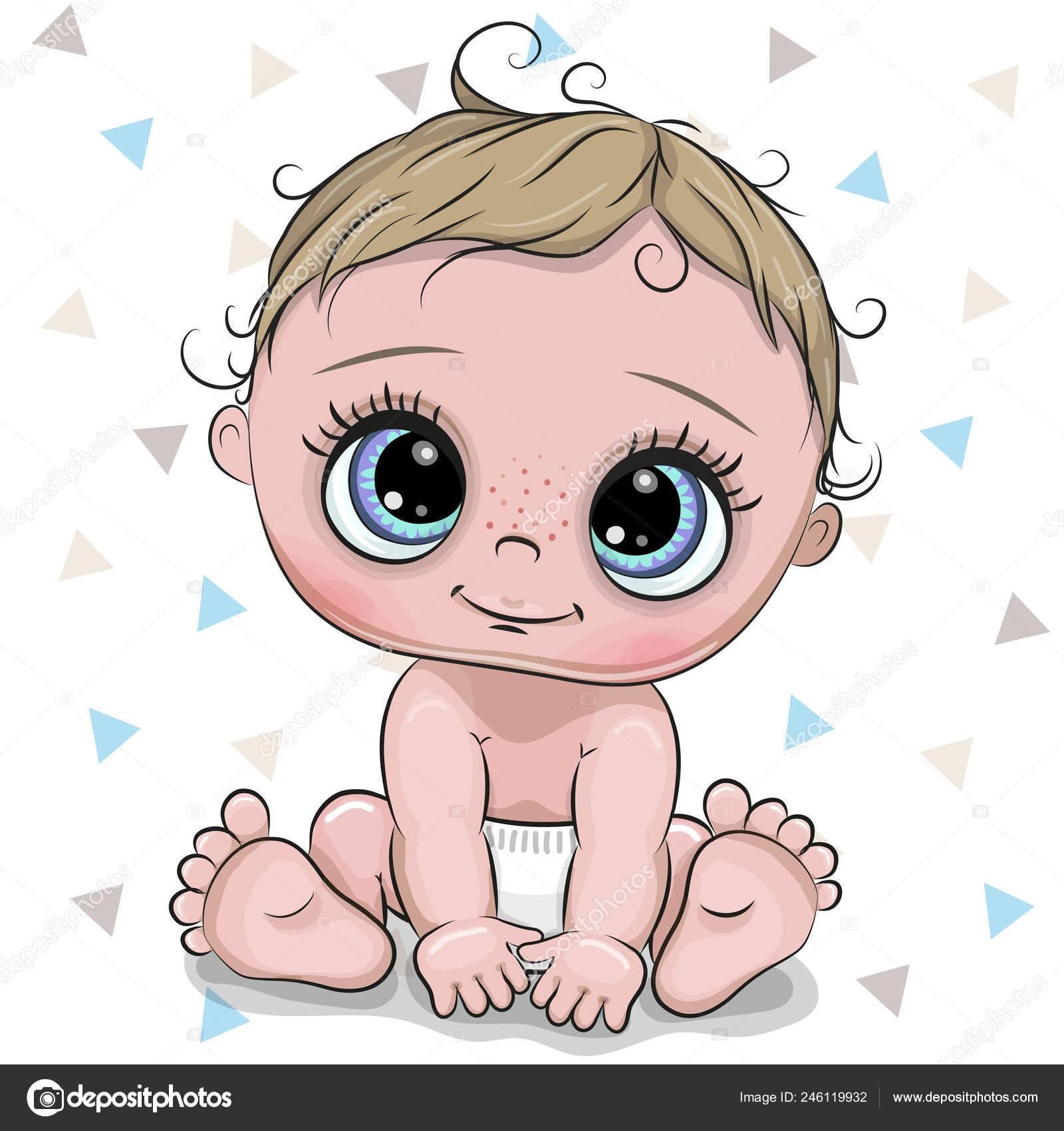 Cute Kartun Bayi Laki Laki Terisolasi Pada Latar Belakang Putih Vektor ...