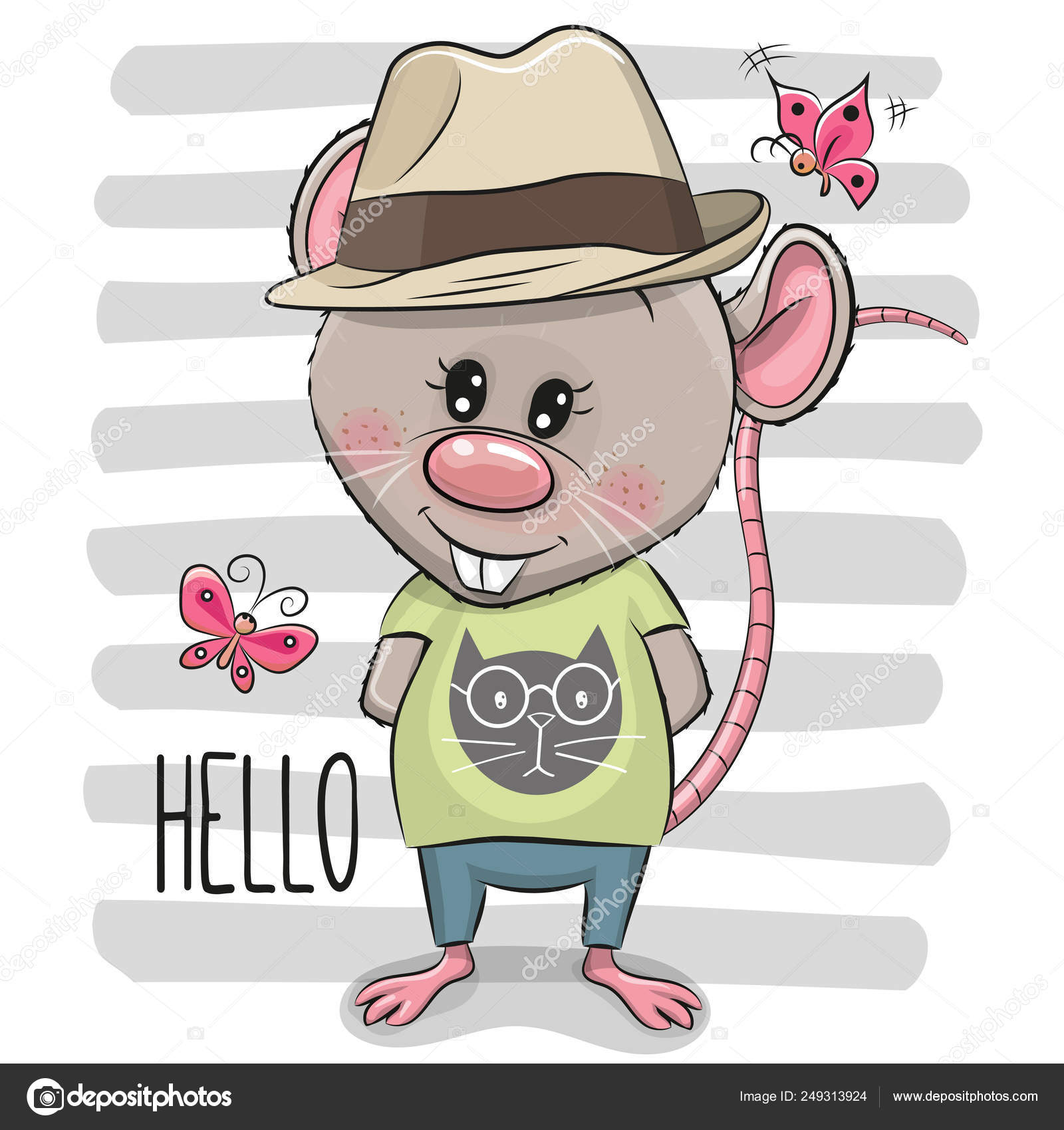 Greeting card cartoon Rat boy with hat Stock Vector Image by ...