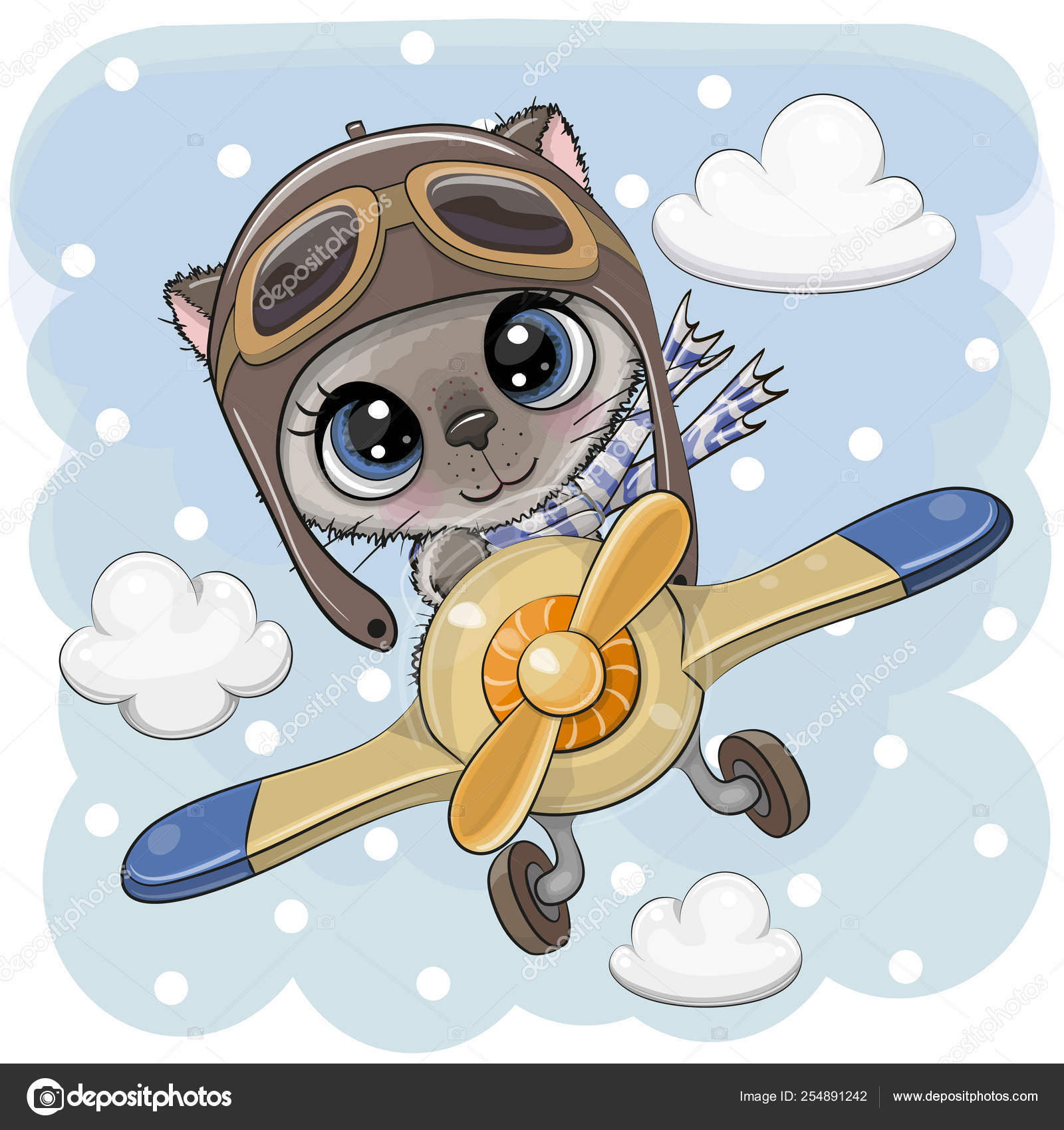 Lindo gatito está volando en un avión Vector de stock por ©Reginast777 ...