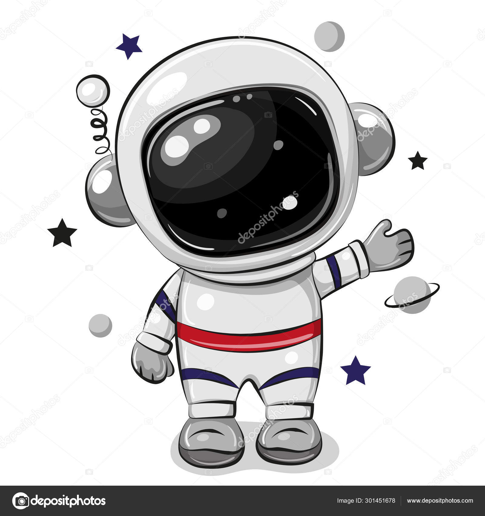 Black And White Cartoon Astronaut