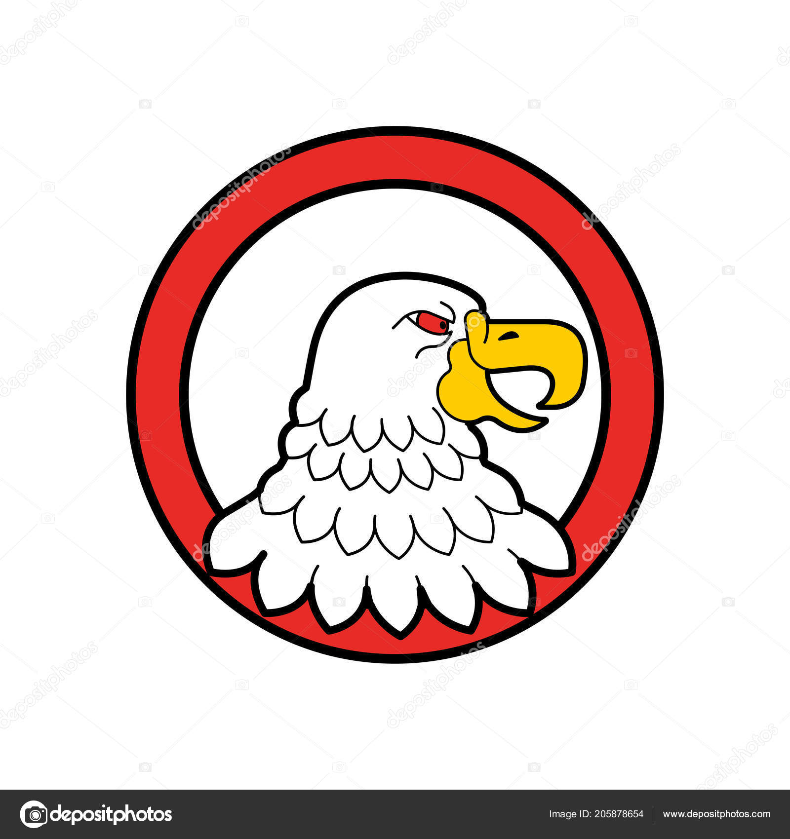 Bald Eagle Head Circle Emblem Predator Bird Symbol Vector Illustratio ...