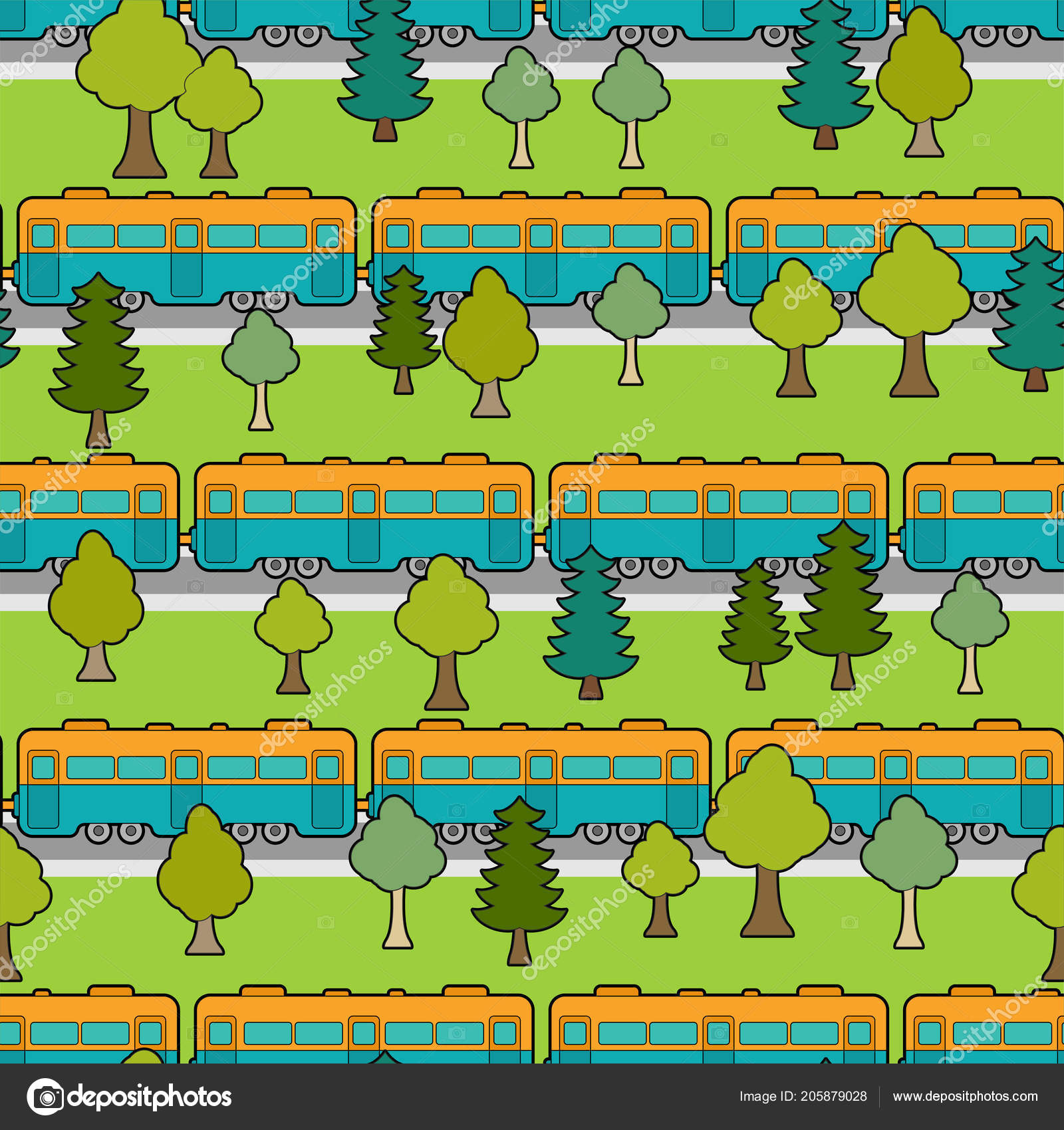 Train Car Pattern Seamless Railway Track Ornament Railroad Background ...