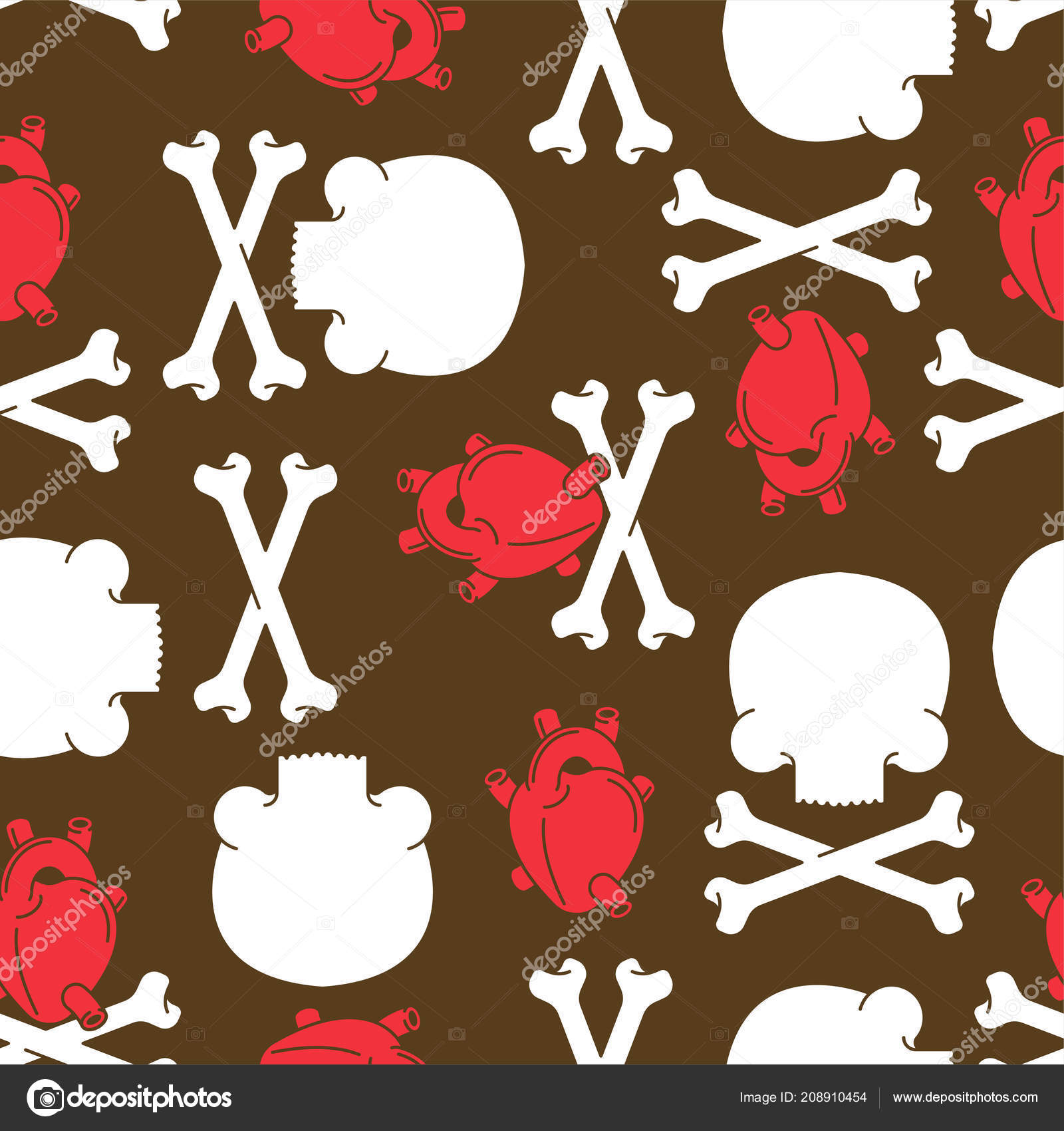 Heart Anatomy Skull Crossbones Pattern Seamless Crossbones Skeleton ...