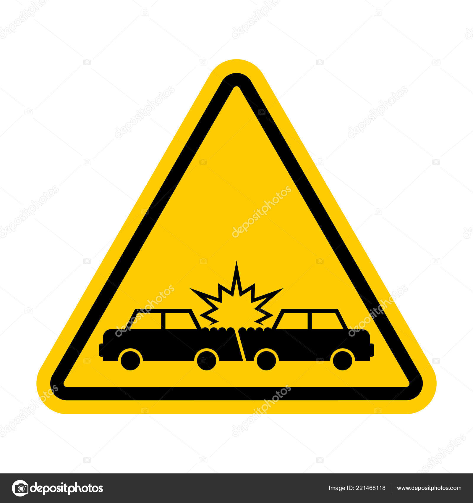 Atenção Acidente Carro Cuidado Com Carros Acidentados Símbolo Naufrágio ...