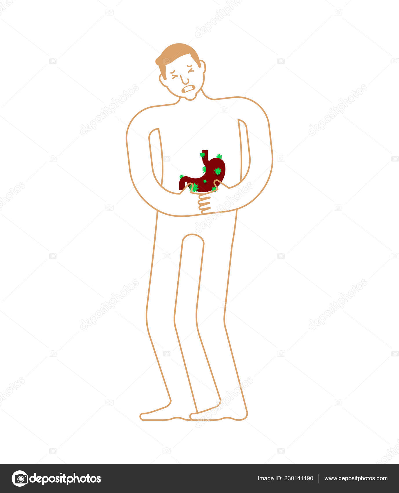 Sick Stomach Anatomy Human Disease Diseased Internal Organ Aching ...