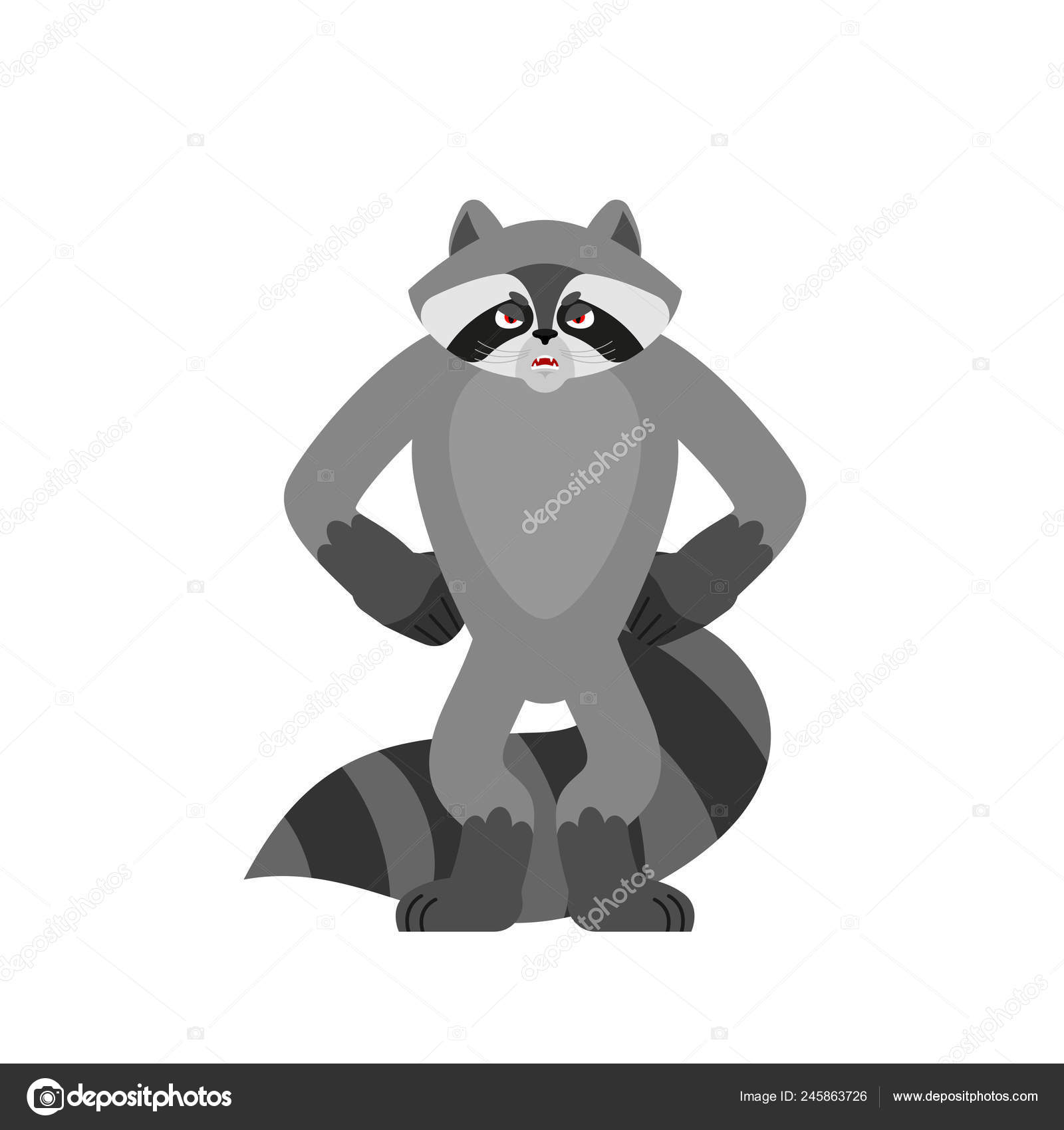 Raccoon Angry Racoon Evil Emotions Avatar Coon Aggressive Vector ...