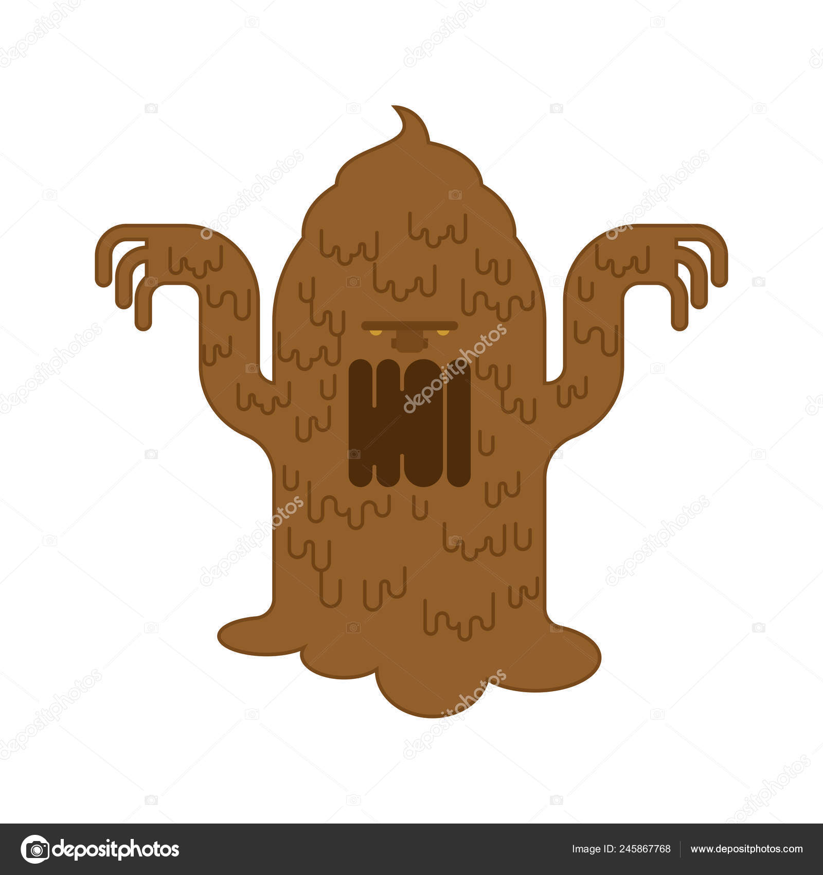 Shit Monster Turd Brown Mucous Mucus Character Vector Illustratio Stock ...
