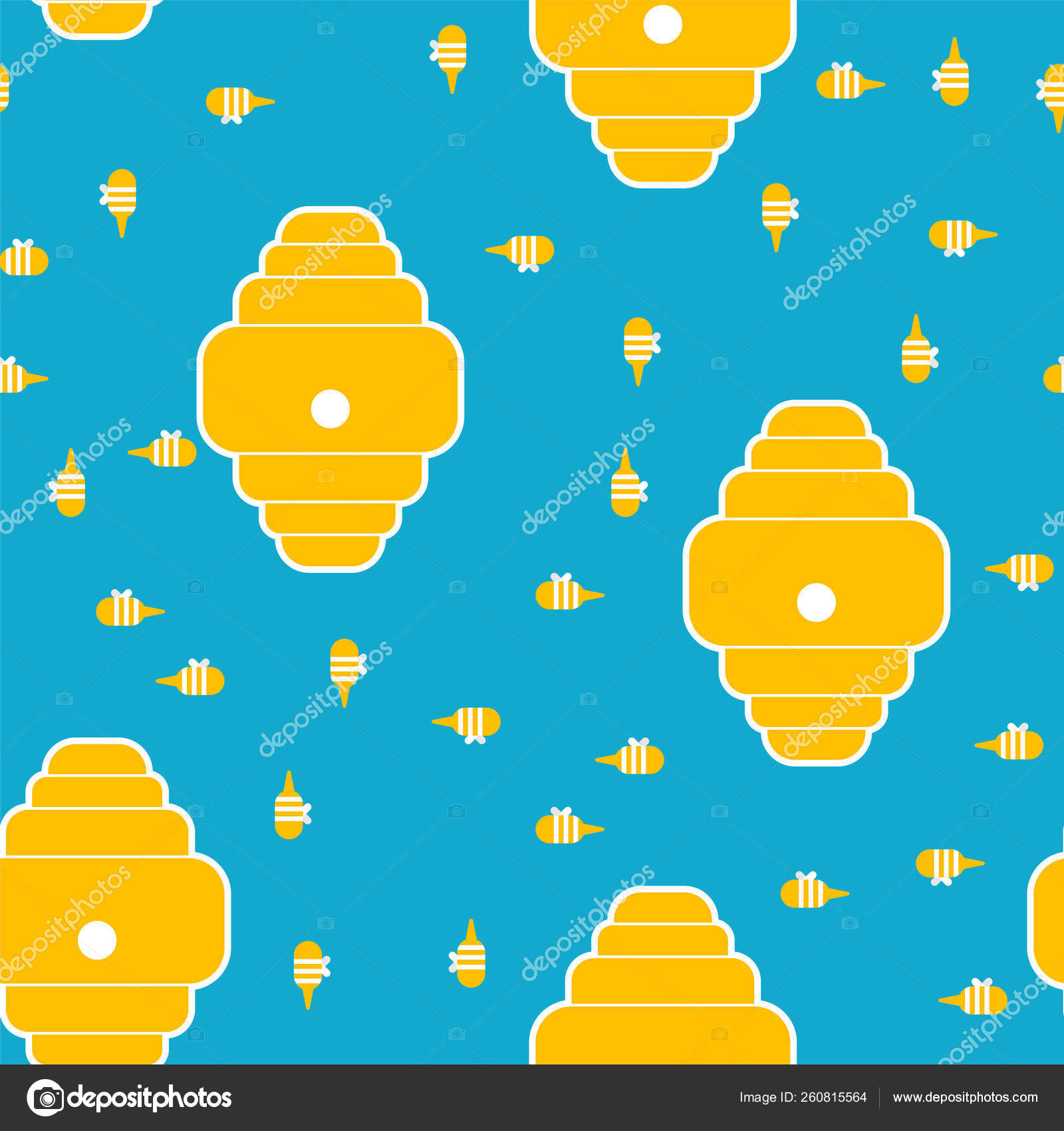 Colmena y abejas patrón sin costura. Hogar para el estilo de dibujos ...