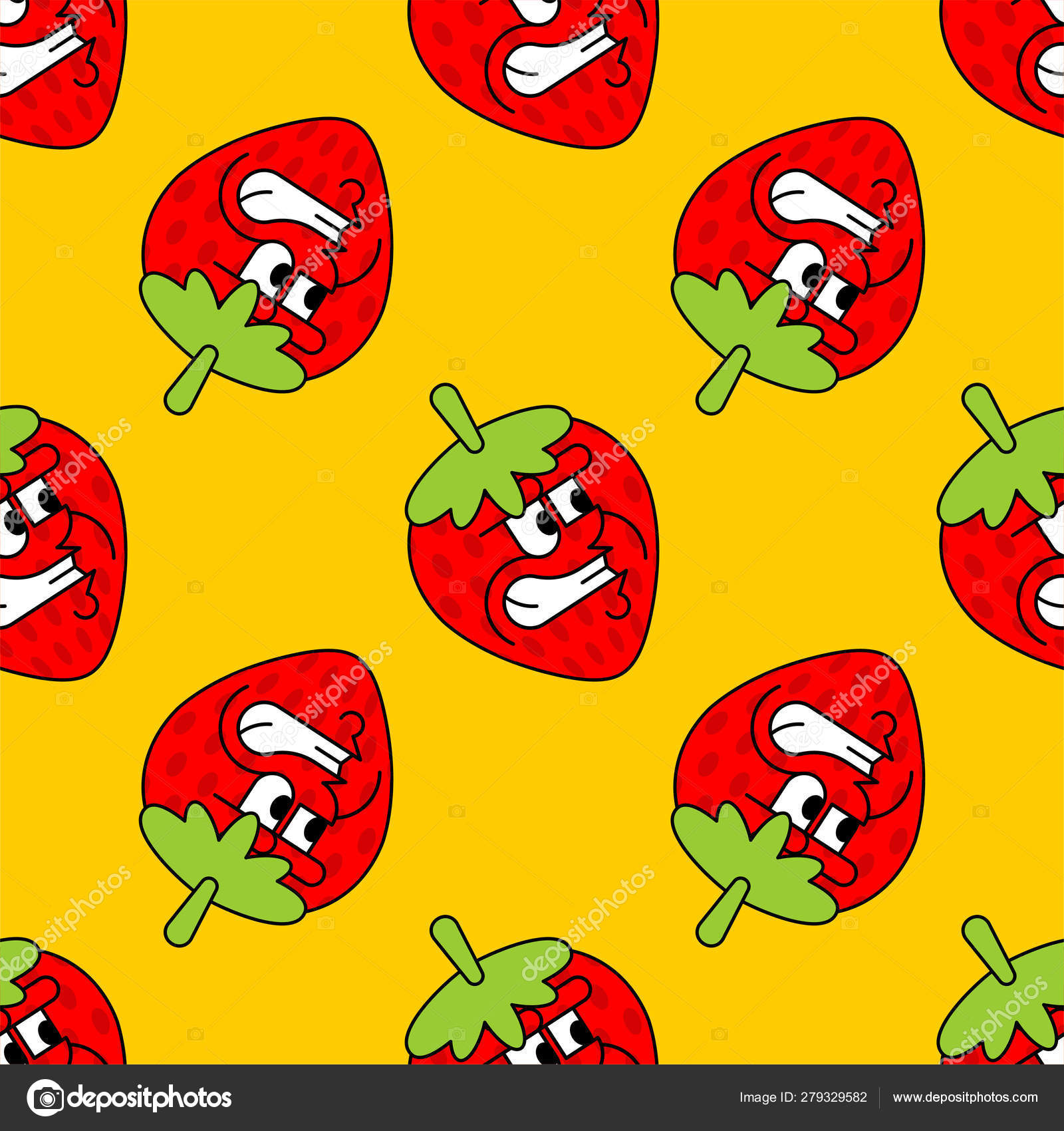 Angry strawberry pattern seamless. Evil berry background. fruit Stock ...