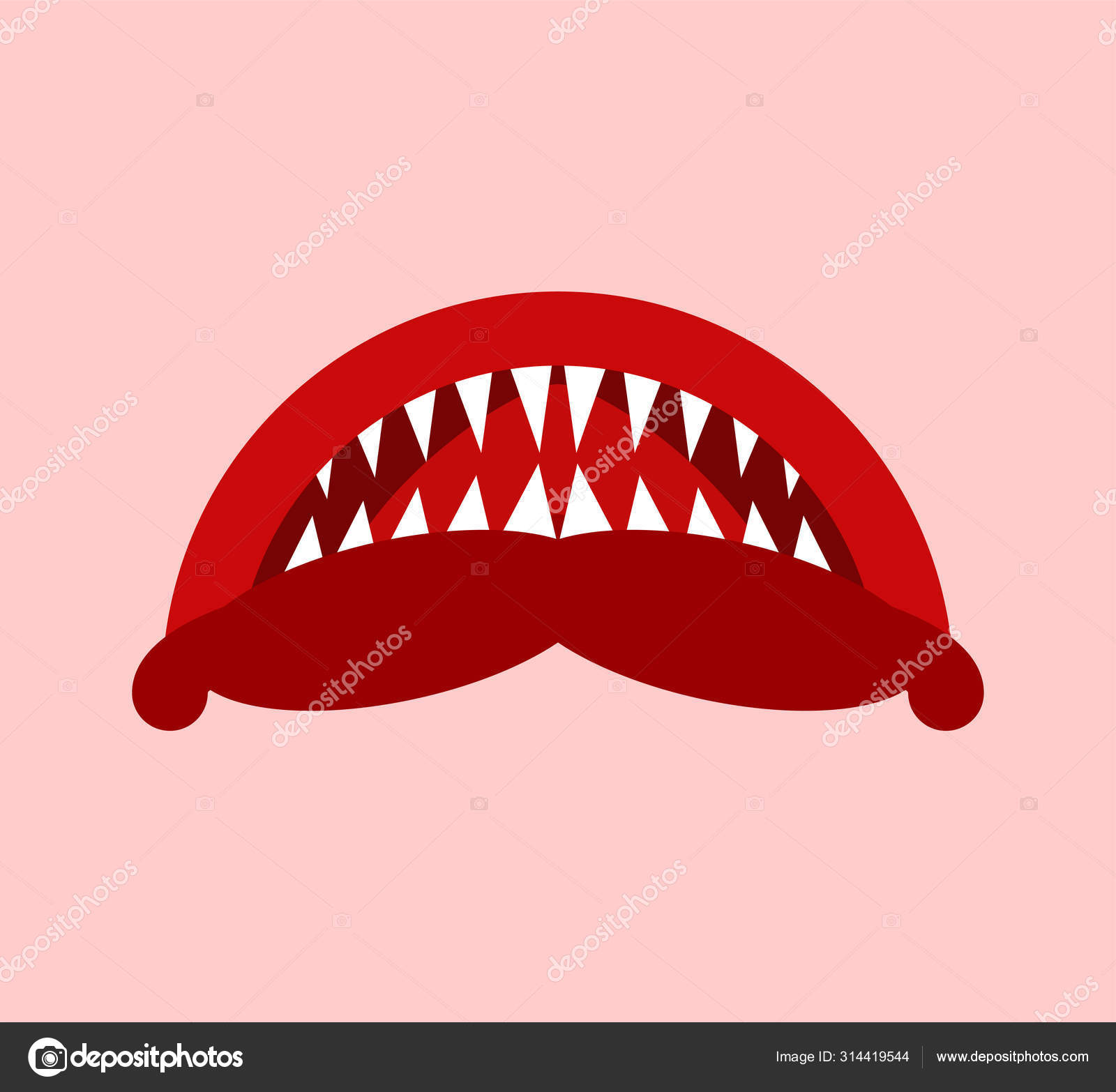 Angry mouth with teeth monster isolated. Scary Maw with Fangs ⬇ Vector ...