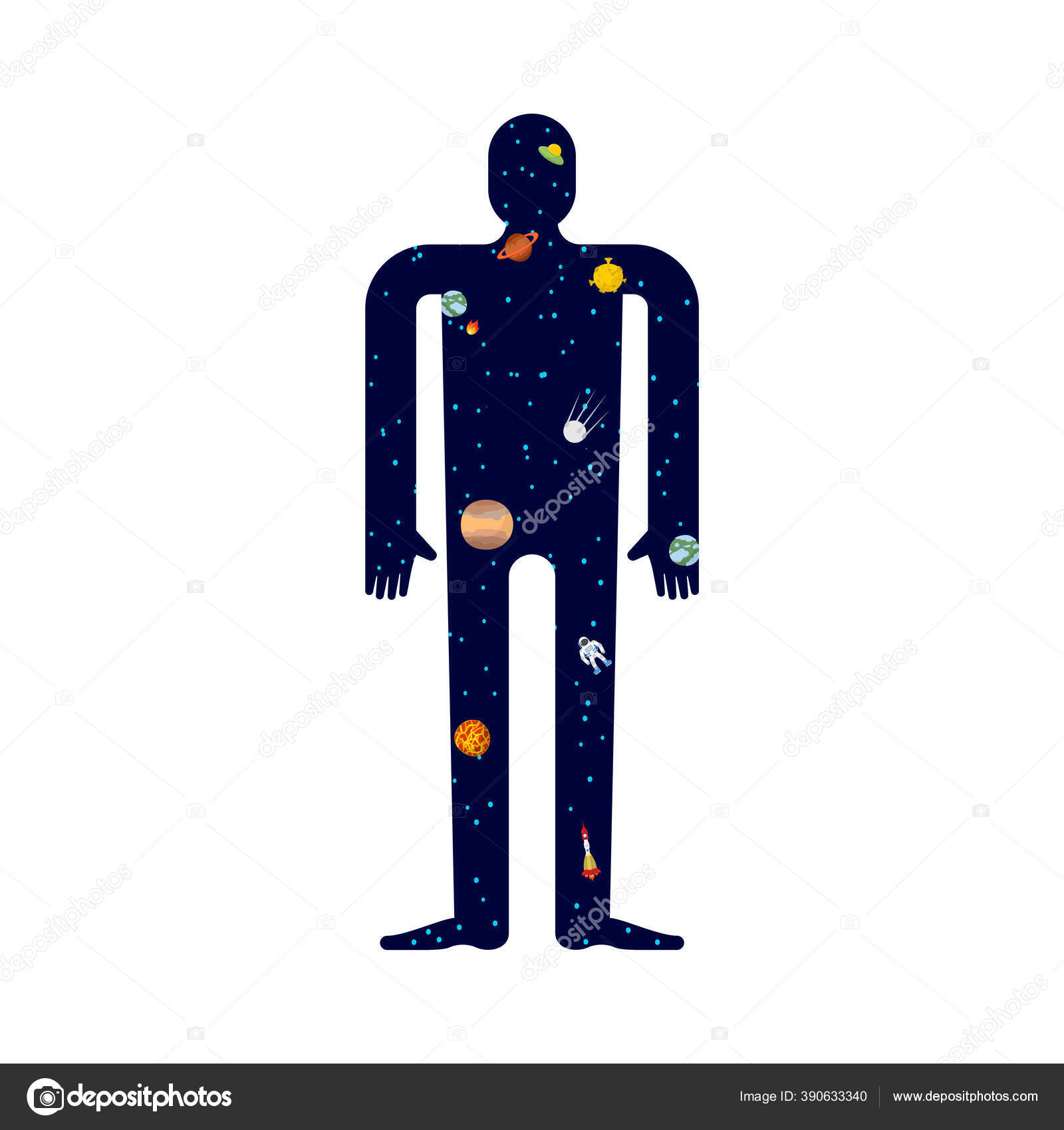 Cosmos Man Stars Body Inner World Concept Microcosm Stock Vector Image ...