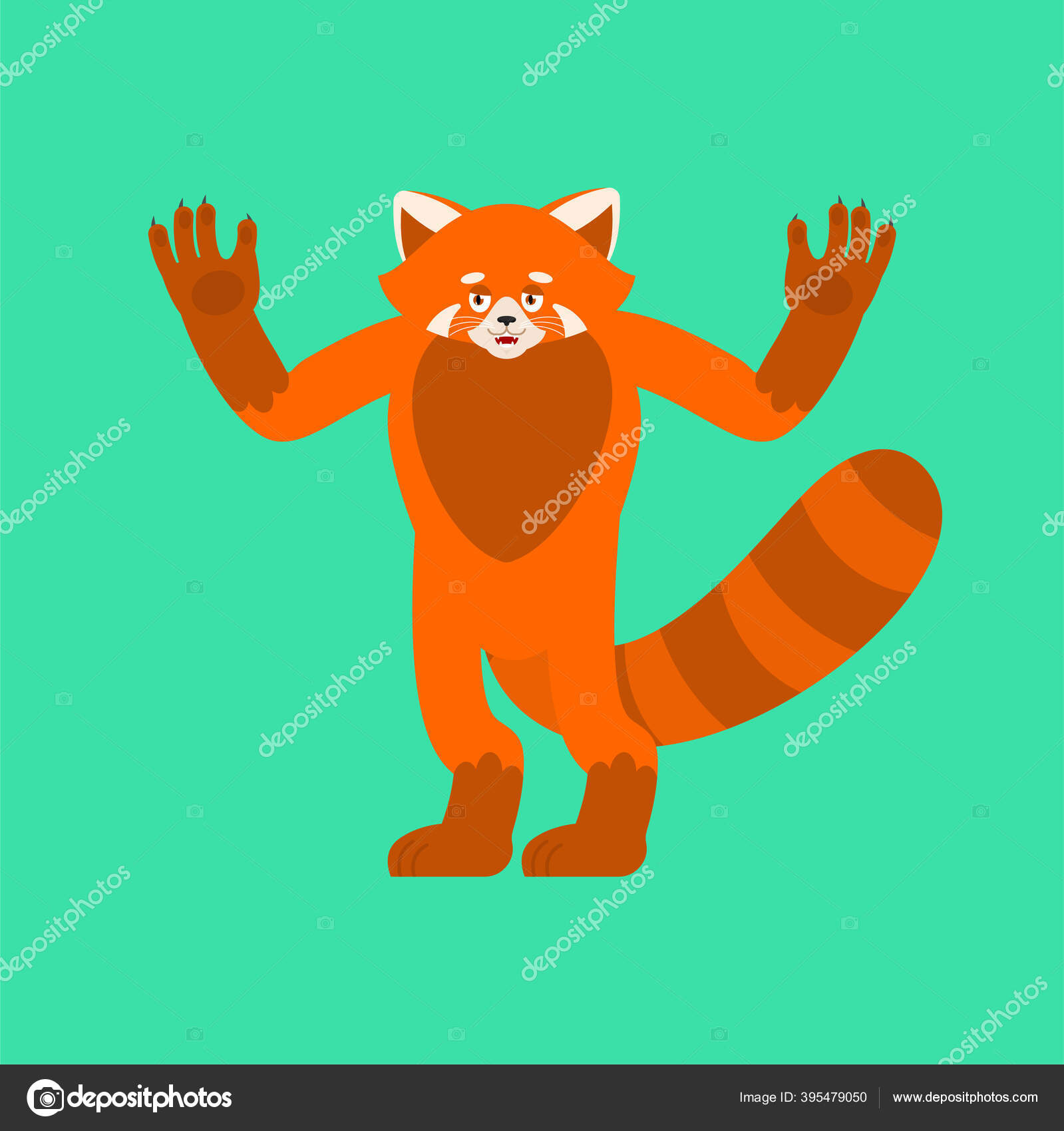 Red Panda Happy Animal Merry Emotions Beast Joyful Stock Vector Image ...