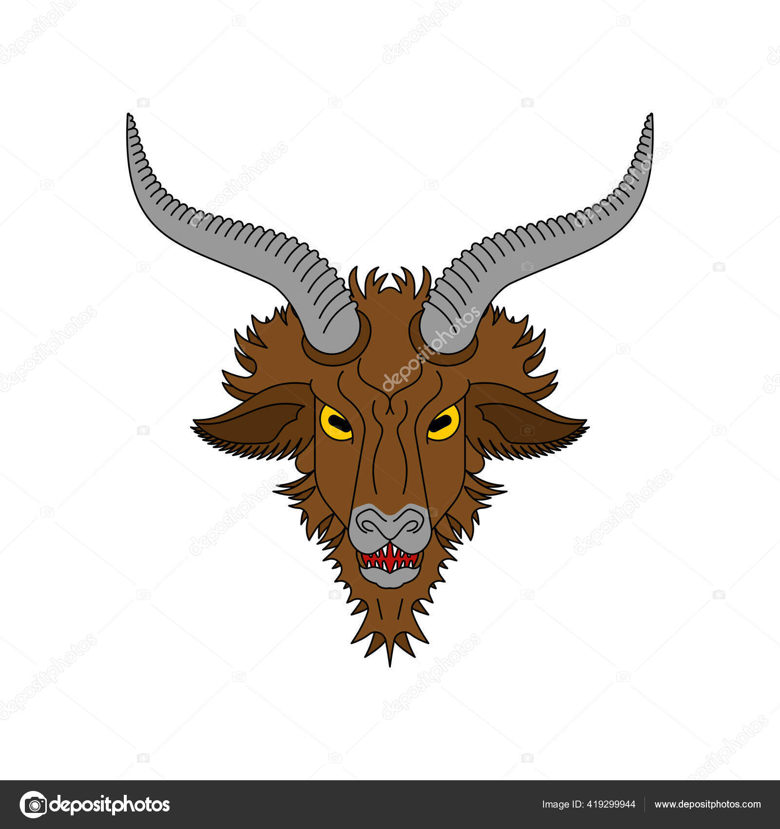 Angry Goat Evil Goat Wicked Animal Vector Illustratio Stock Vector by ...