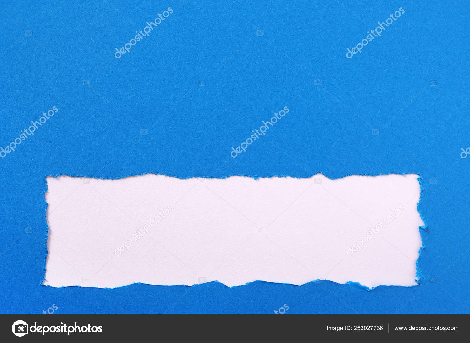 Torn blue paper strip ragged edge border frame Stock Photo by ©david ...