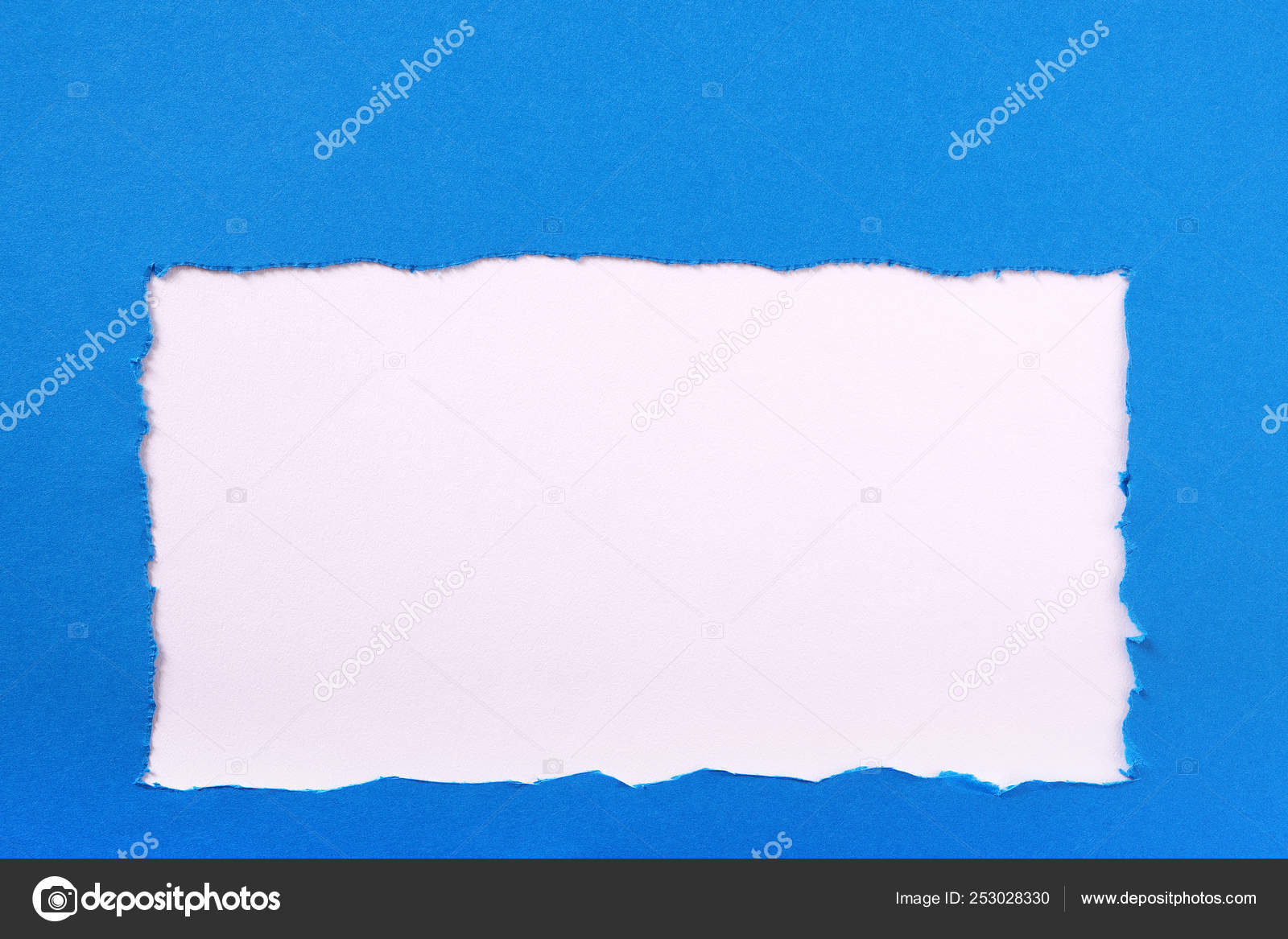 Torn blue paper ripped edge white background frame Stock Photo by ...