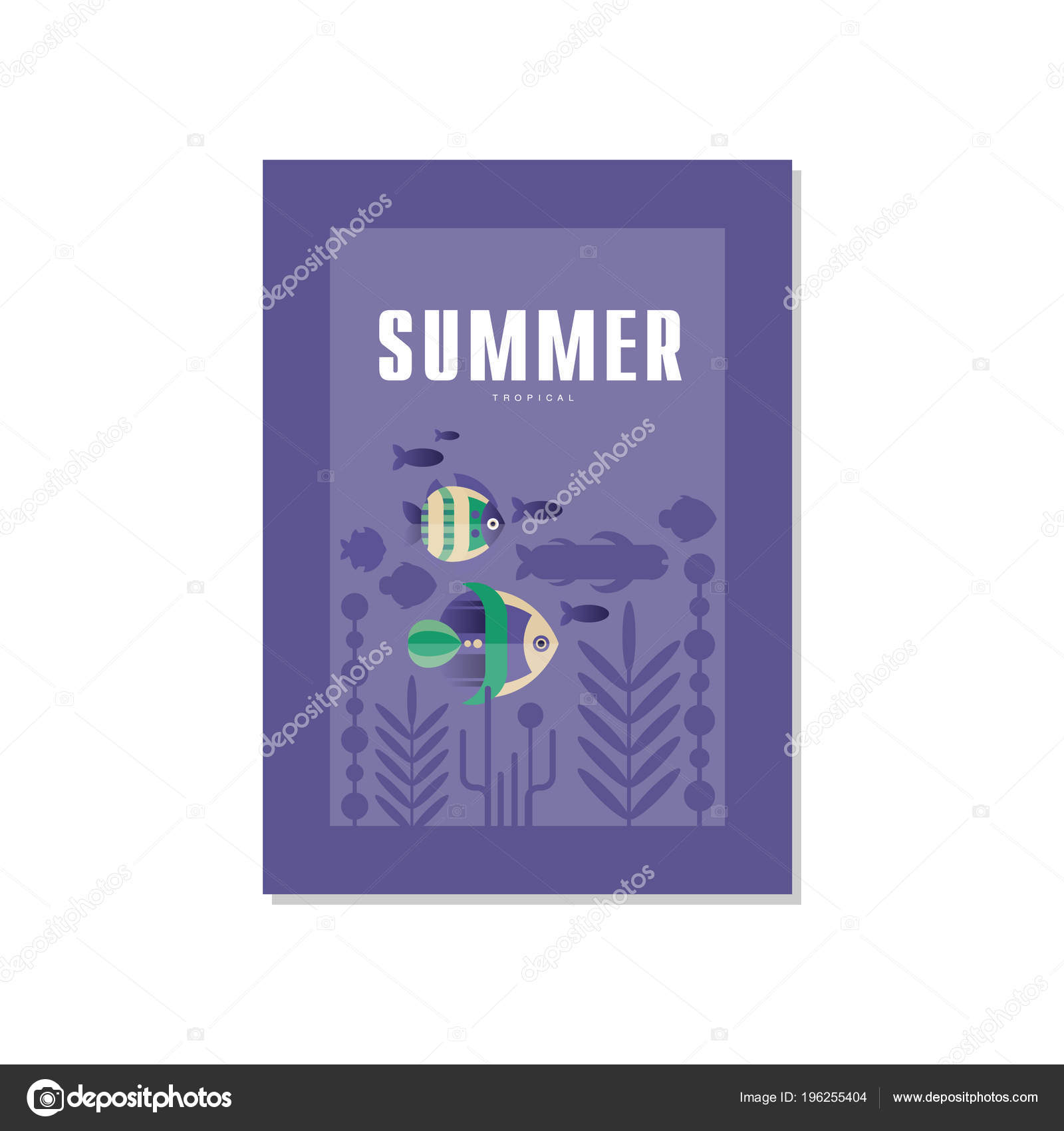 Summer tropical banner template, trendy seasonal blue background with ...