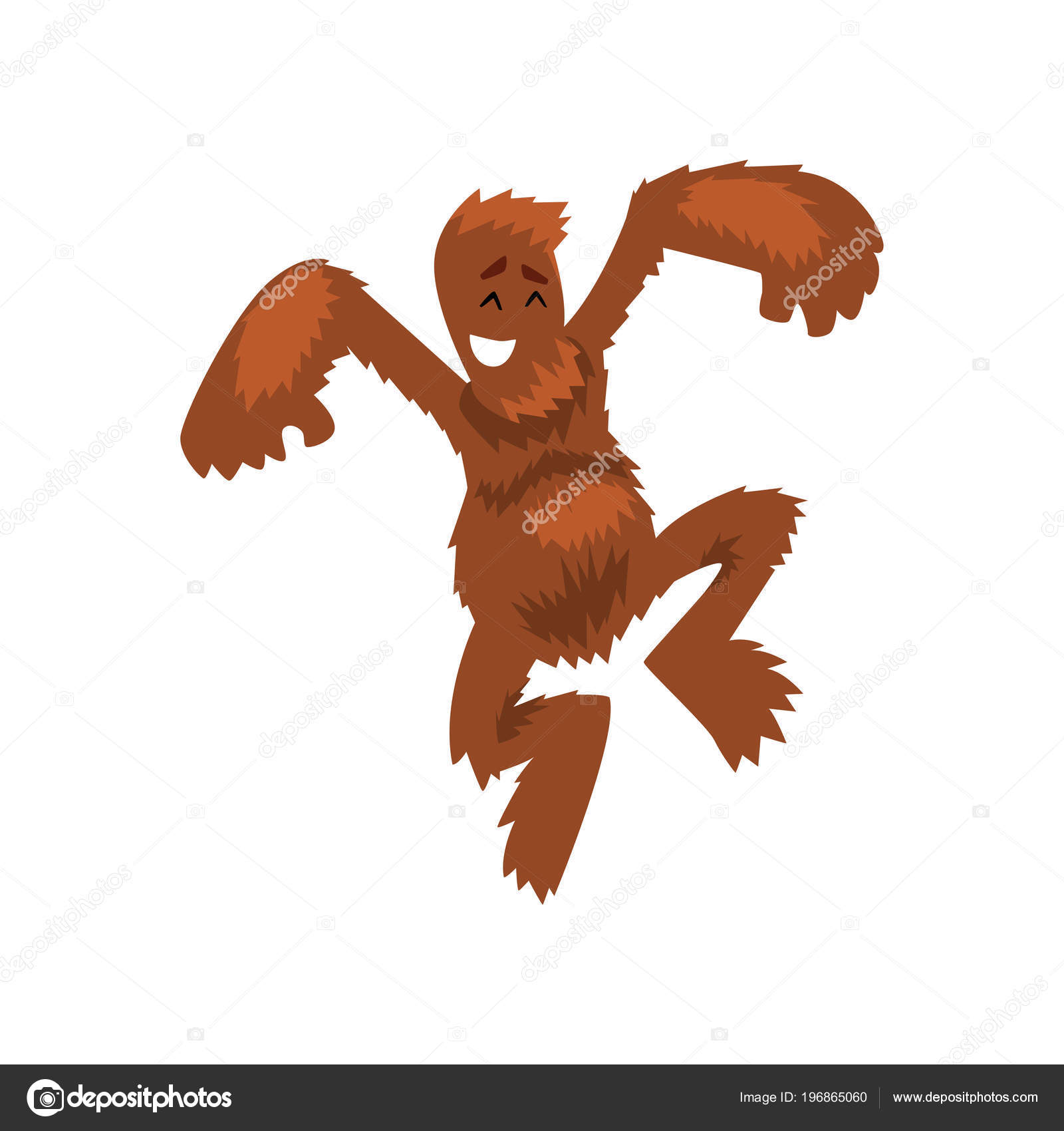 Funny happy bigfoot having fun, mythical creature cartoon character ...