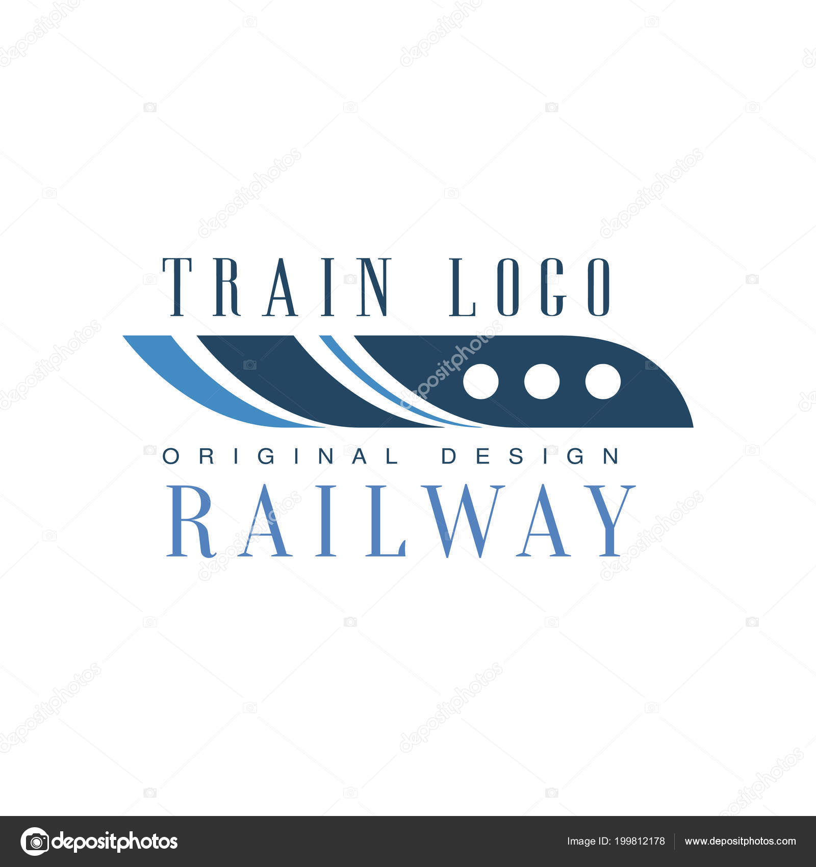 Railway train logo original design, modern railroad transport emblem ...