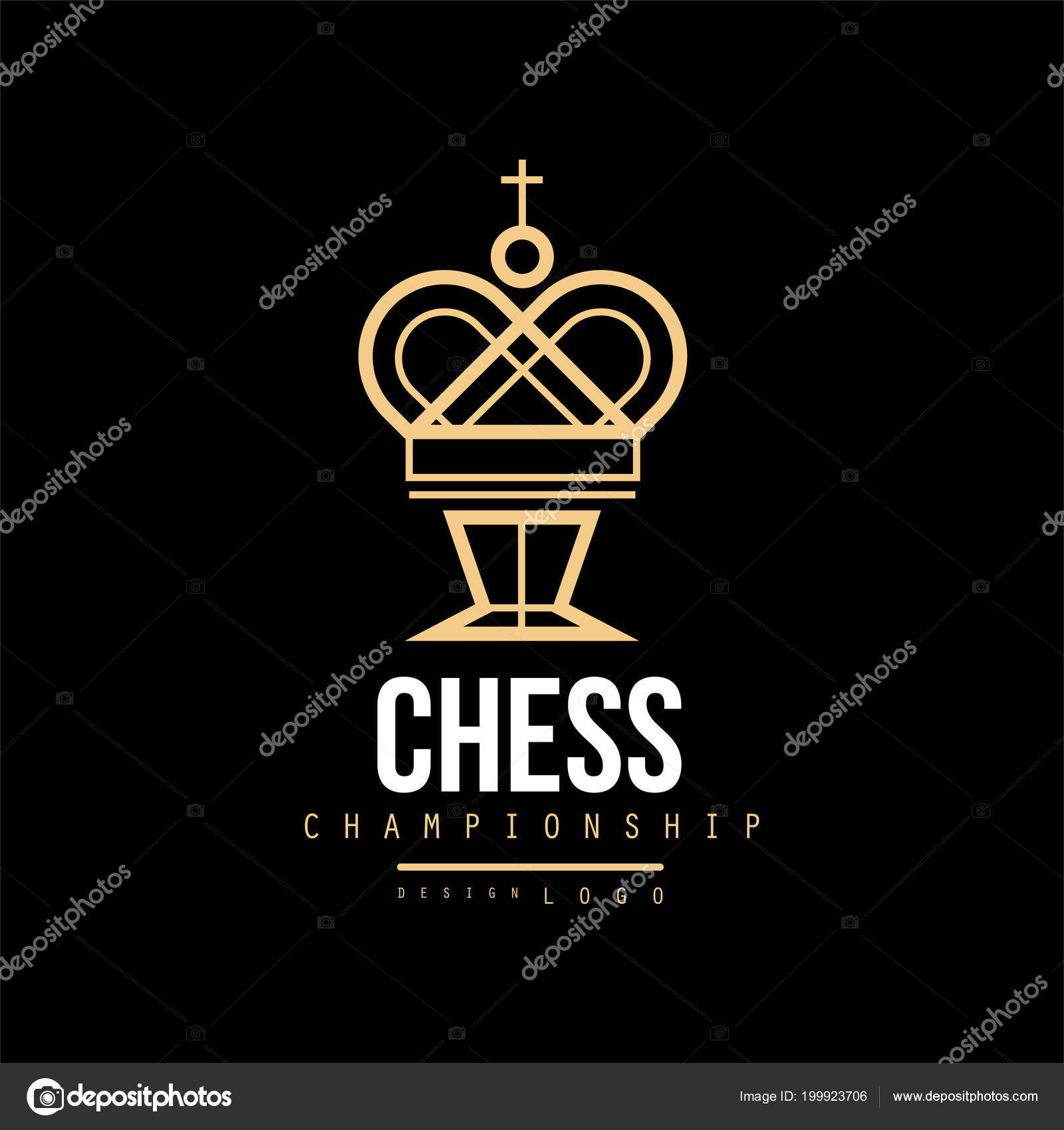 Chess championship logo, emblem with King chess, design element for ...